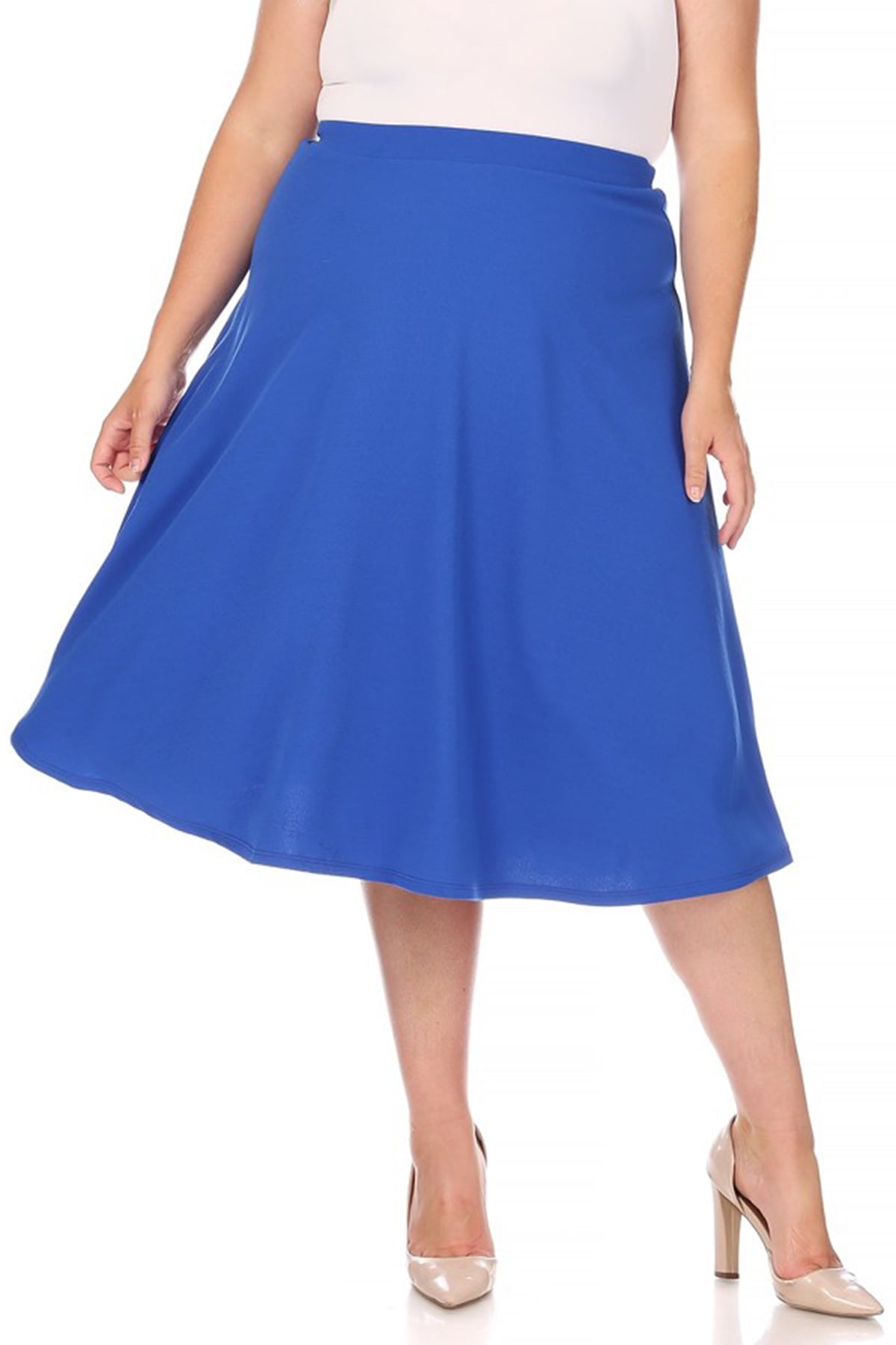 Moa Collection Women's Plus Size A-Line Casual Flared High Waist ...