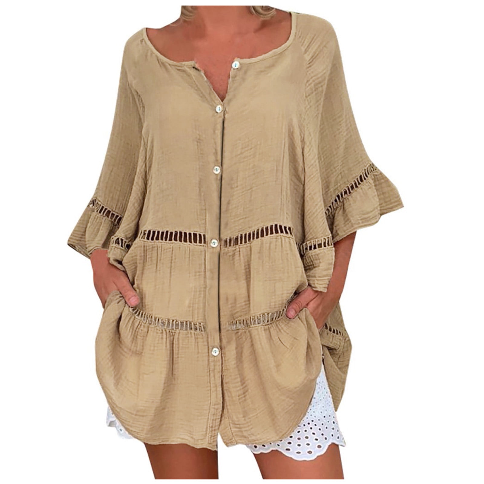 Women's Plus Size Babydoll Oversize Long Bouse Mini Dress Lady Work ...