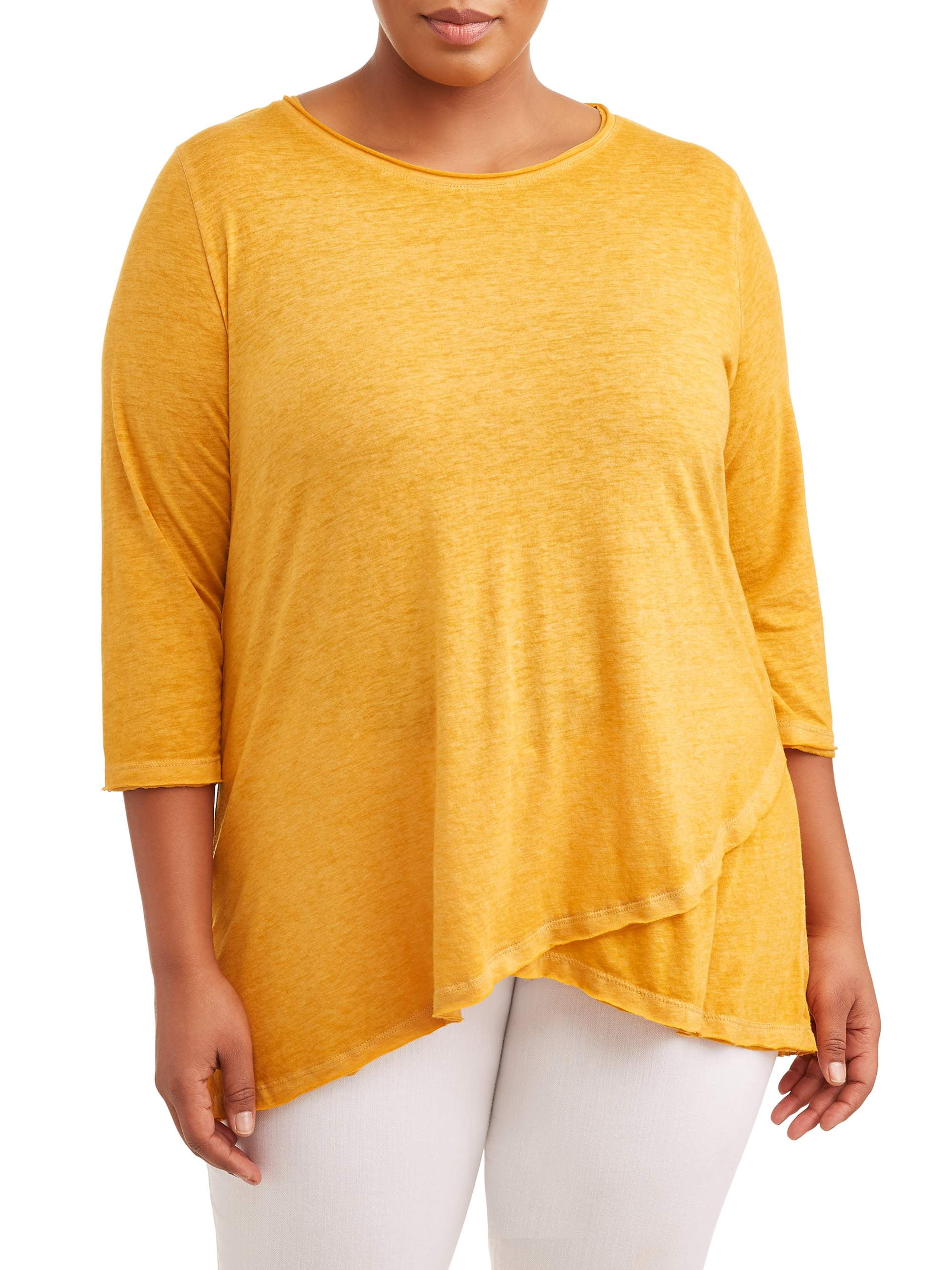 Women's Plus Size Burnout Crossover Tunic - Walmart.com