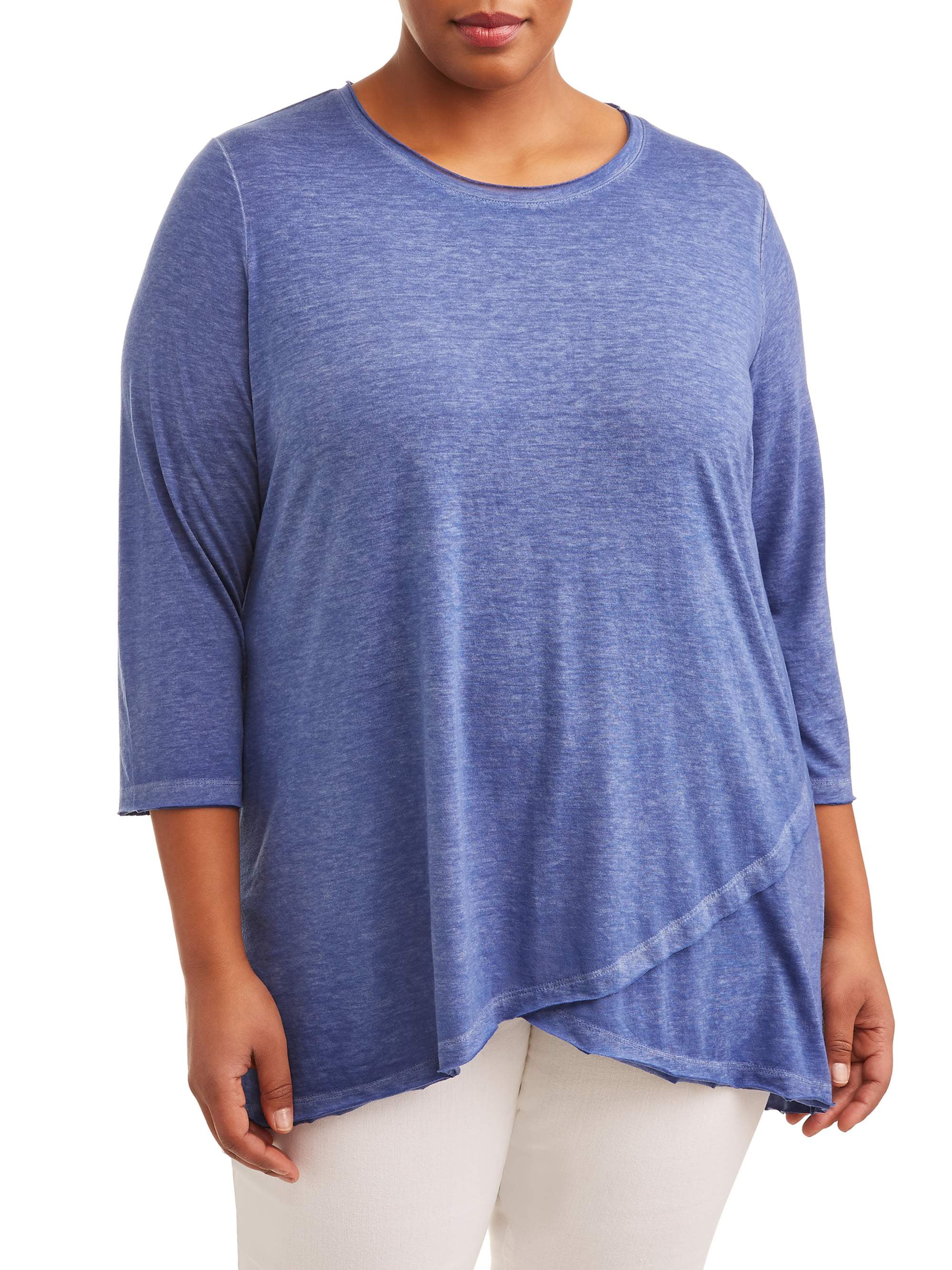 Women's Plus Size Burnout Crossover Tunic - Walmart.com