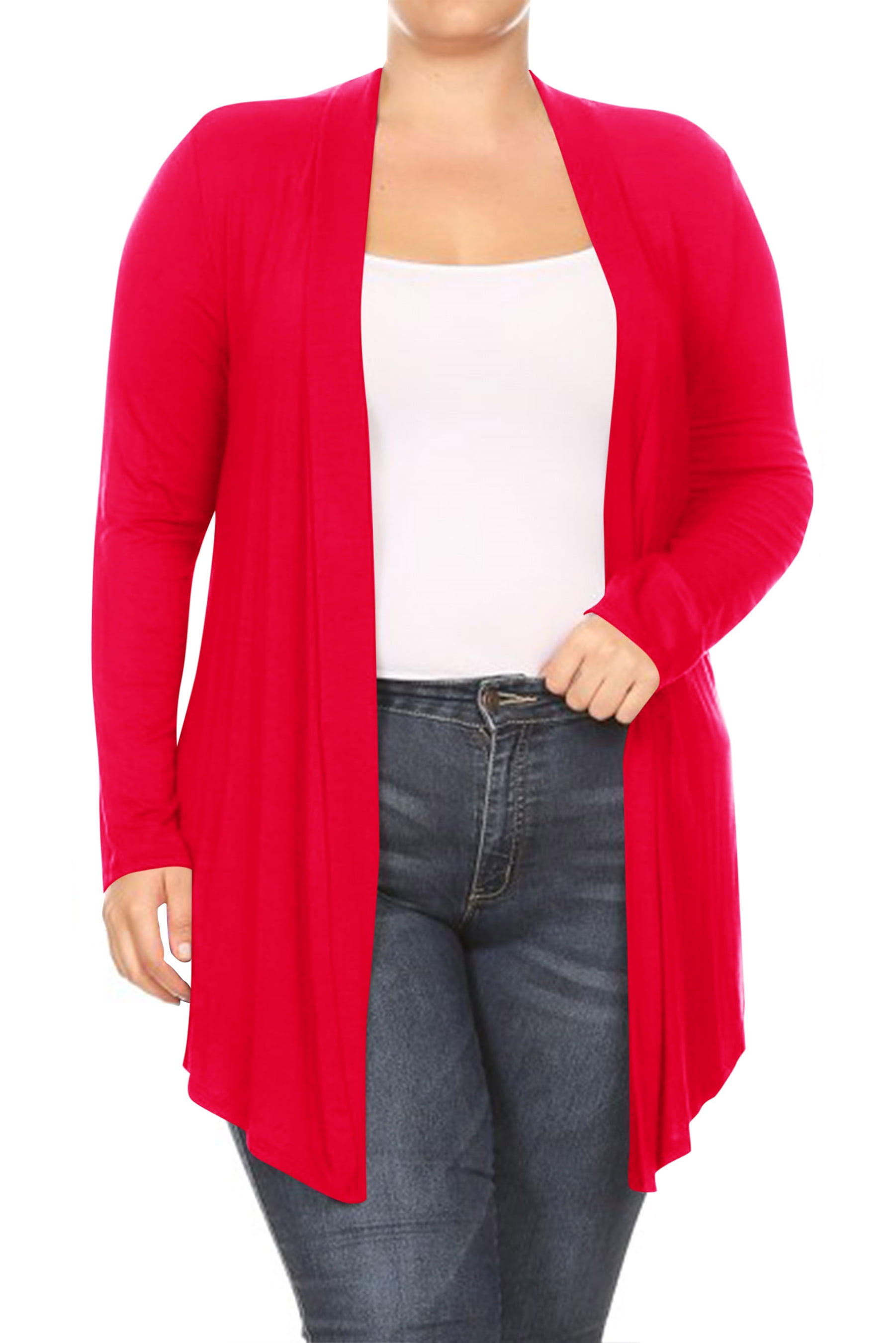 Women's Plus Size Casual Draped Open Front Long Sleeves Solid Cardigan ...
