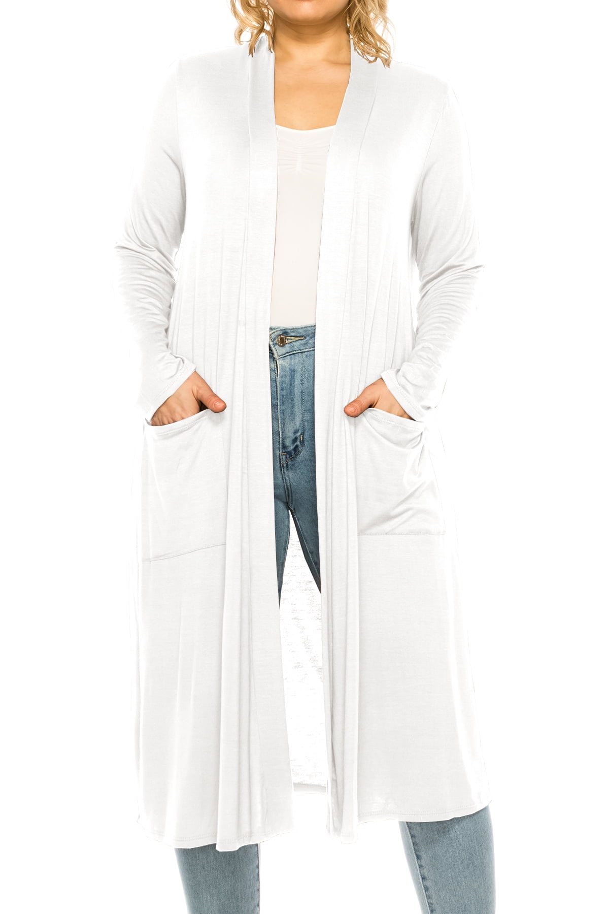 Women's Plus Size, Casual Long Open Front Drape Duster Sweater Cardigan ...