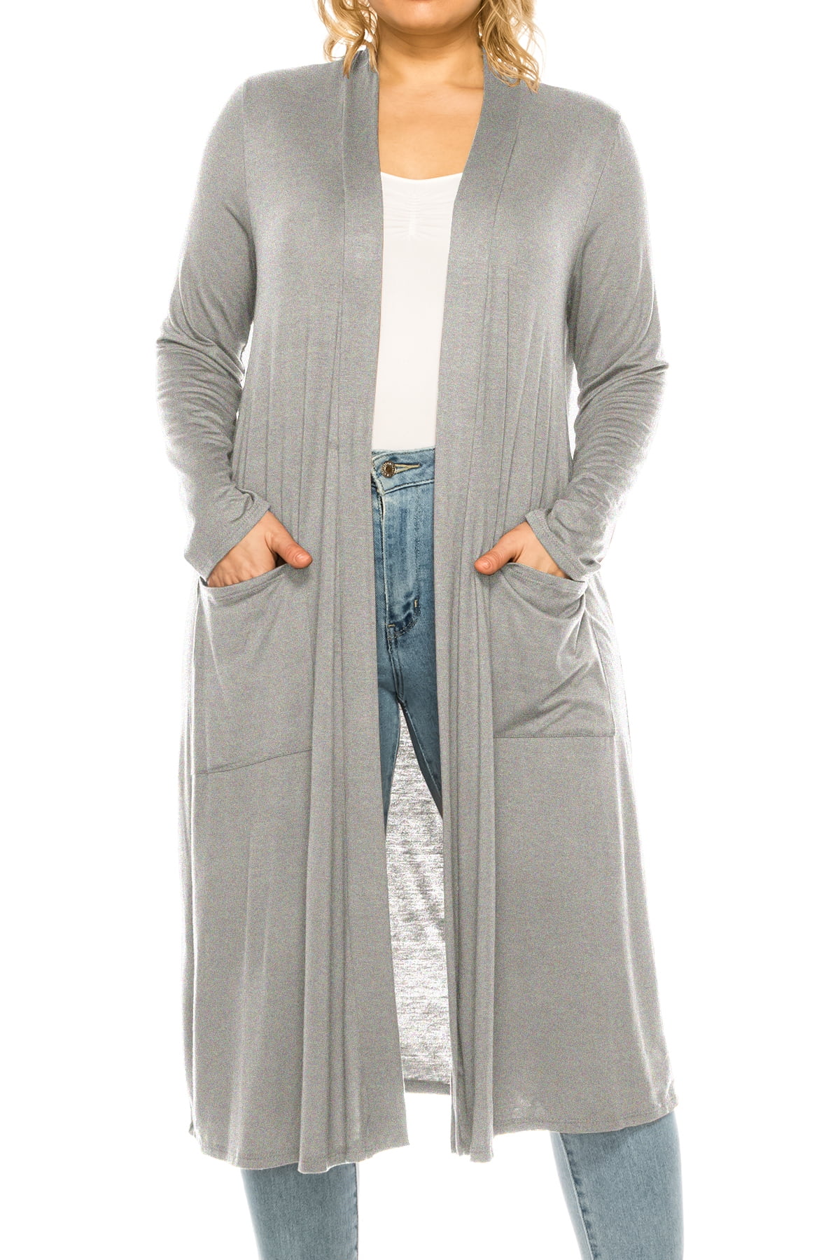 Women's Plus Size Maxi Soft Drape Lightweight Duster Sweater Cardigan ...