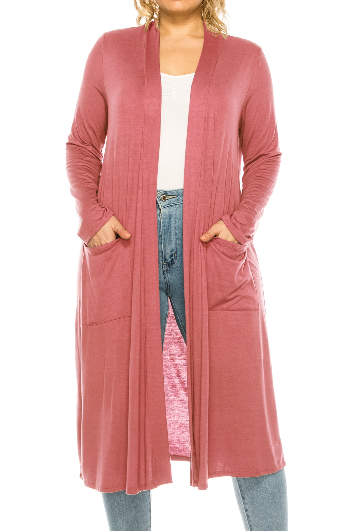 Women's Plus Size, Casual Long Open Front Drape Duster Sweater Cardigan ...