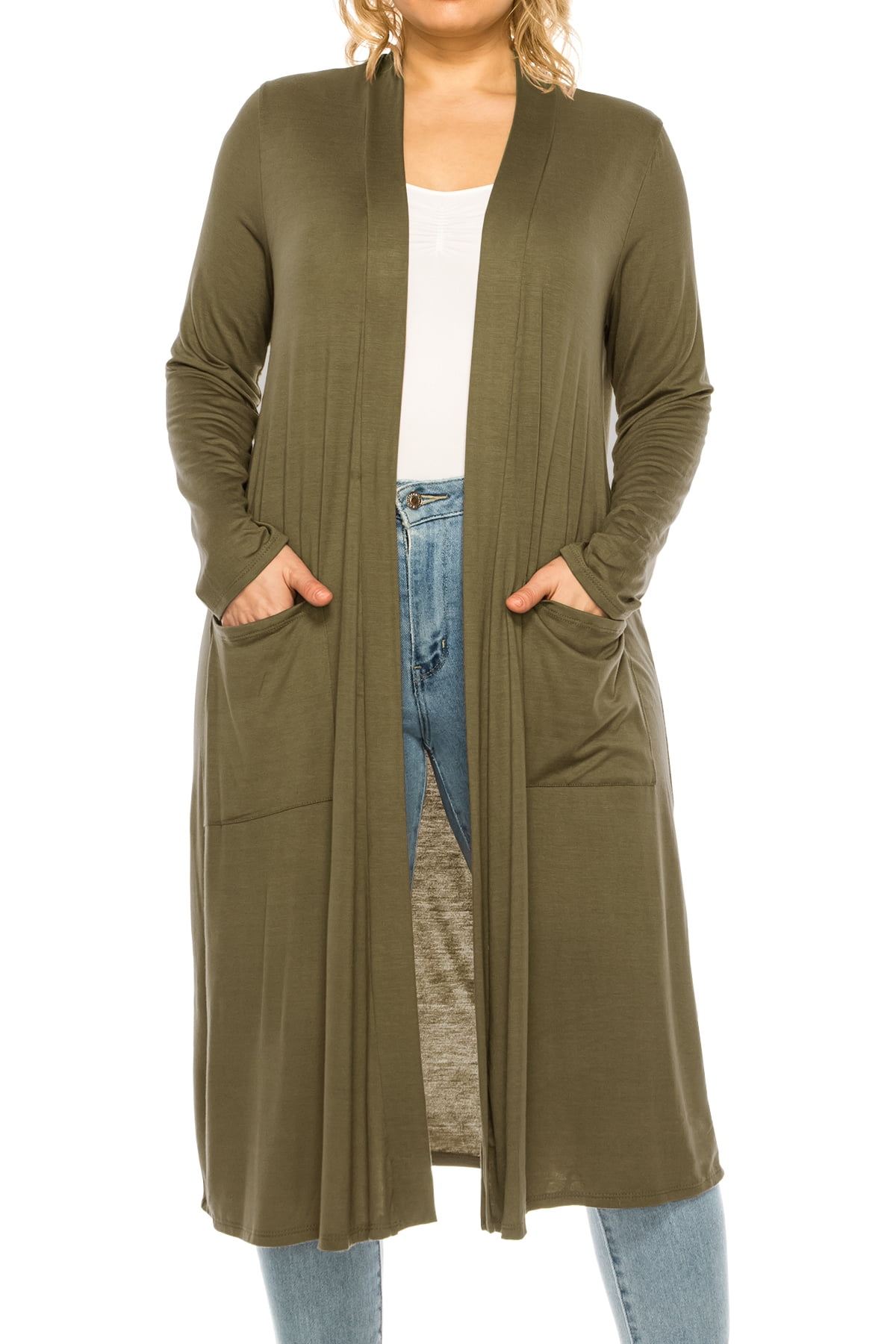 Women's Plus Size, Casual Long Open Front Drape Duster Sweater Cardigan ...