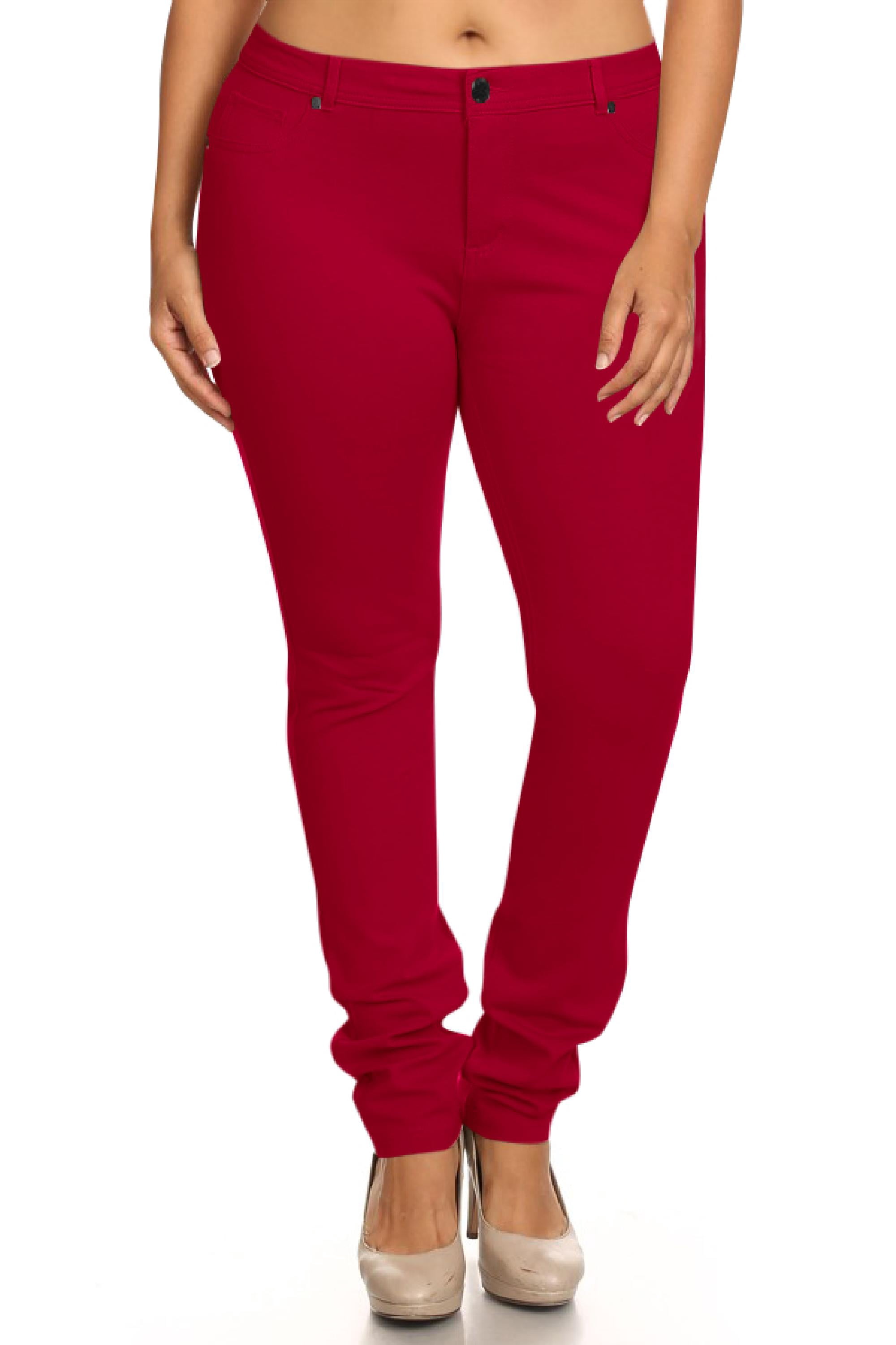 Women's Plus Size Casual Pull-On Button Zip Basic Pockets Solid Jegging ...