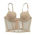 Women's Plus Size Corset Bra Sexy Plunge Mesh Push Up Bustier Crop Top ...