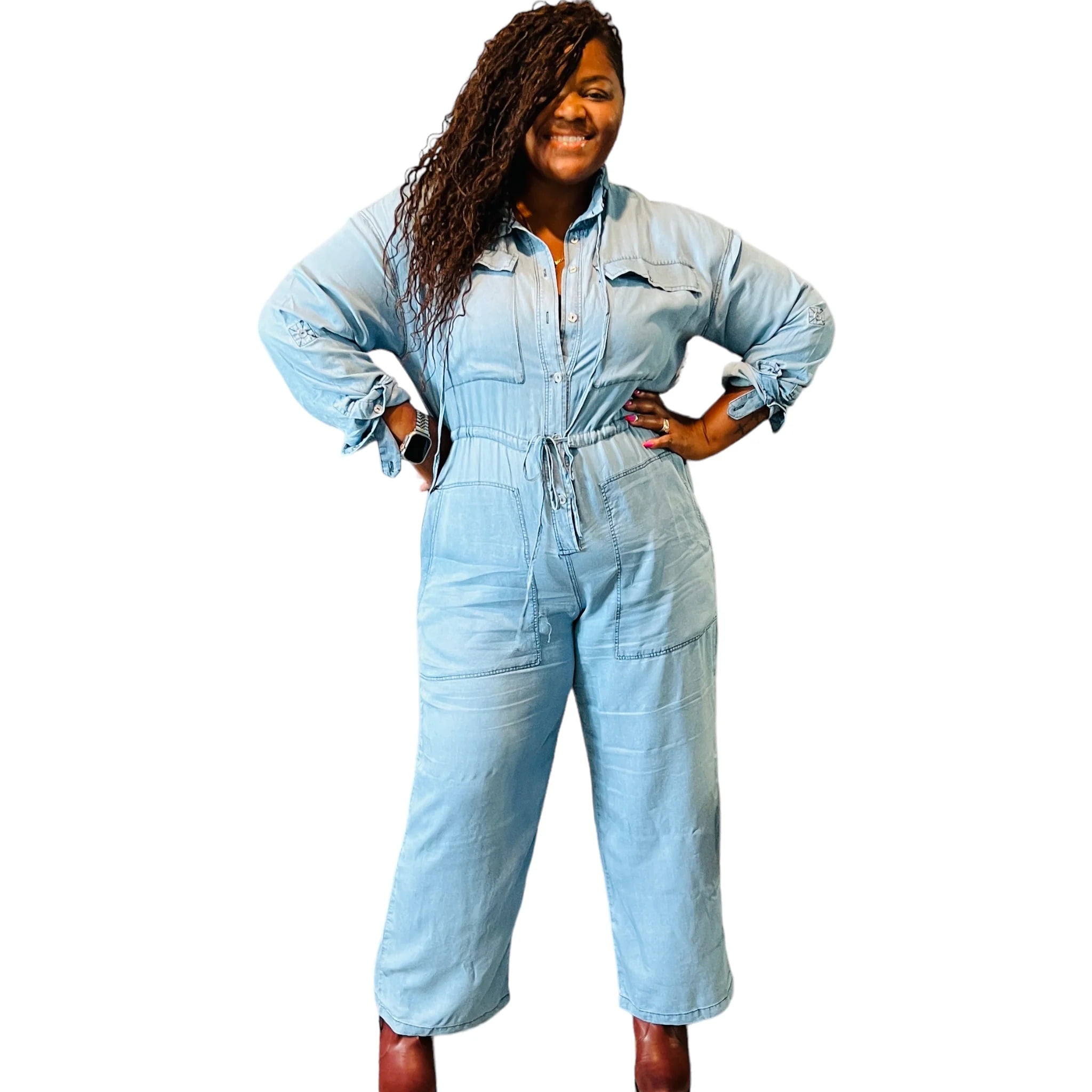 Women's Plus Size Denim Jumpsuit - Walmart.com