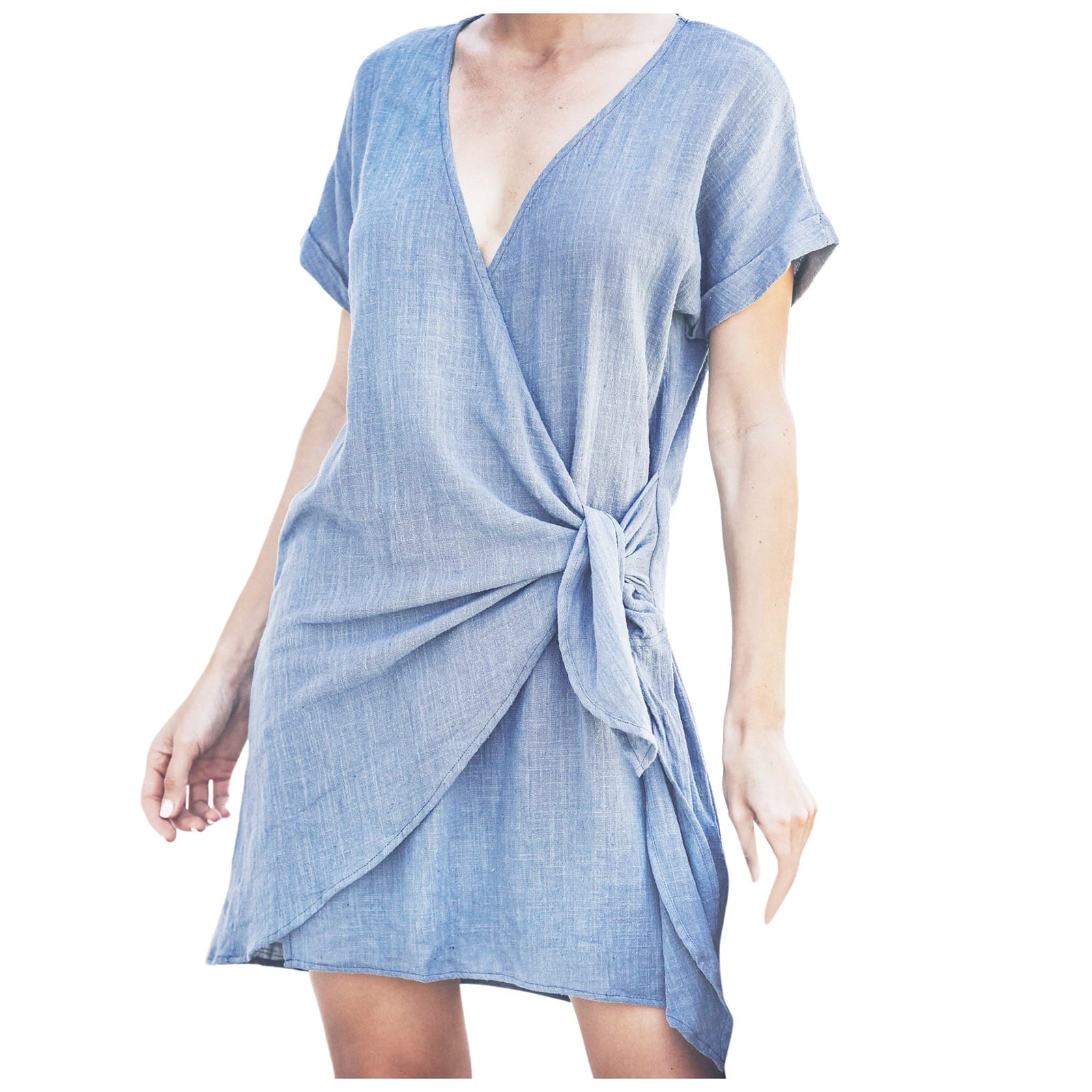 Women's Plus Size Dresses Ladies Dress Long Sleeved Cardigan V Neck Big ...