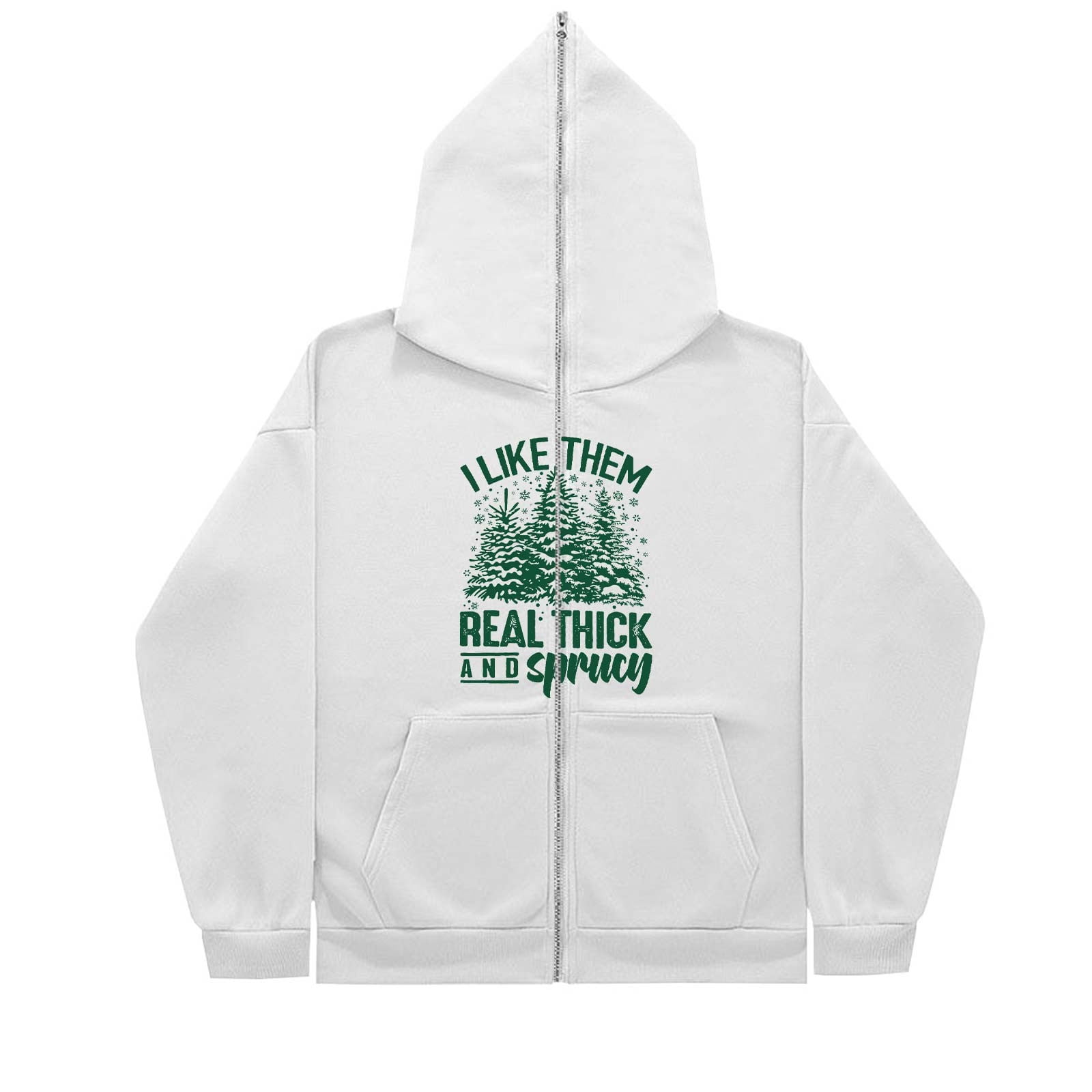 Women's Plus Size Fleece Lined Hooded Jackets Cute Christmas Tree Print ...