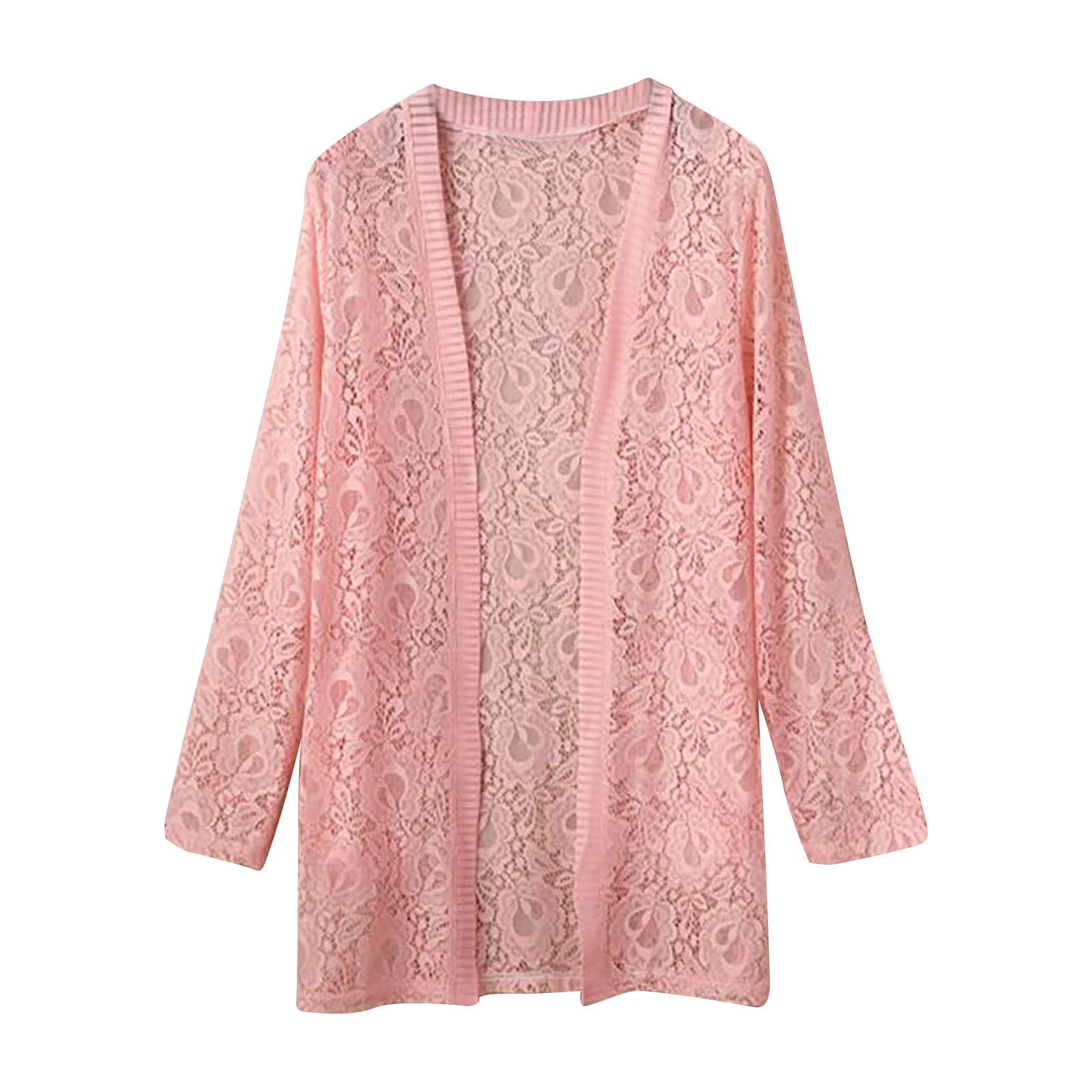 Women's Plus Size Floral Lace Shrug Cardigan Long Sleeve Crochet Bolero ...