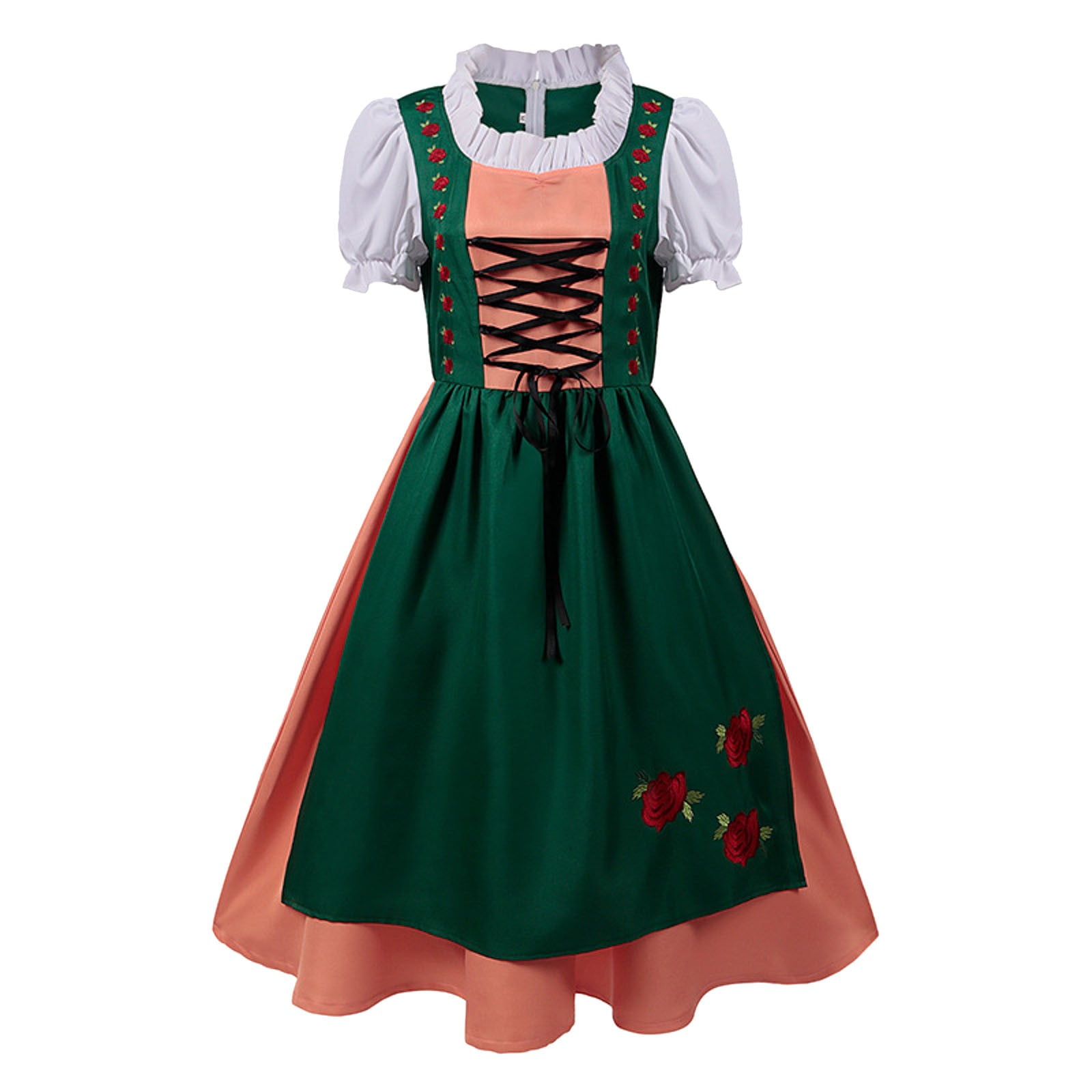 KDFJPTH Women's Plus Size German Dress Square Neck Apron Oktoberfest ...