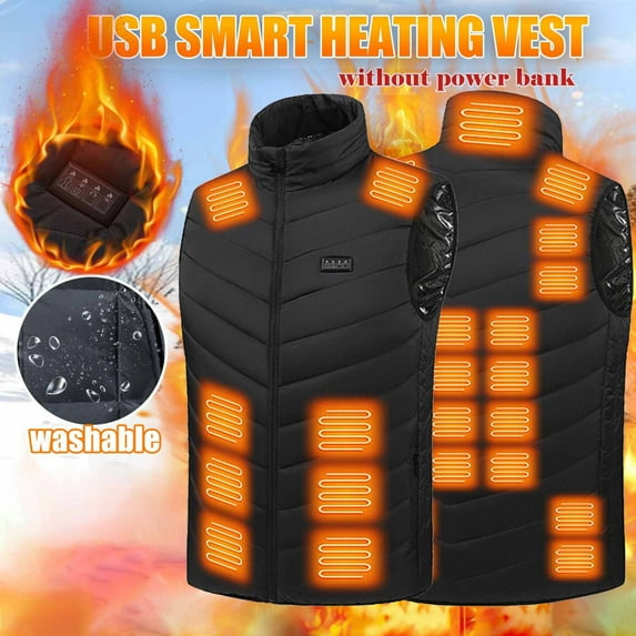 Women's Plus Size Heated Vest with 9 Heating Zones Rechargeable Battery ...
