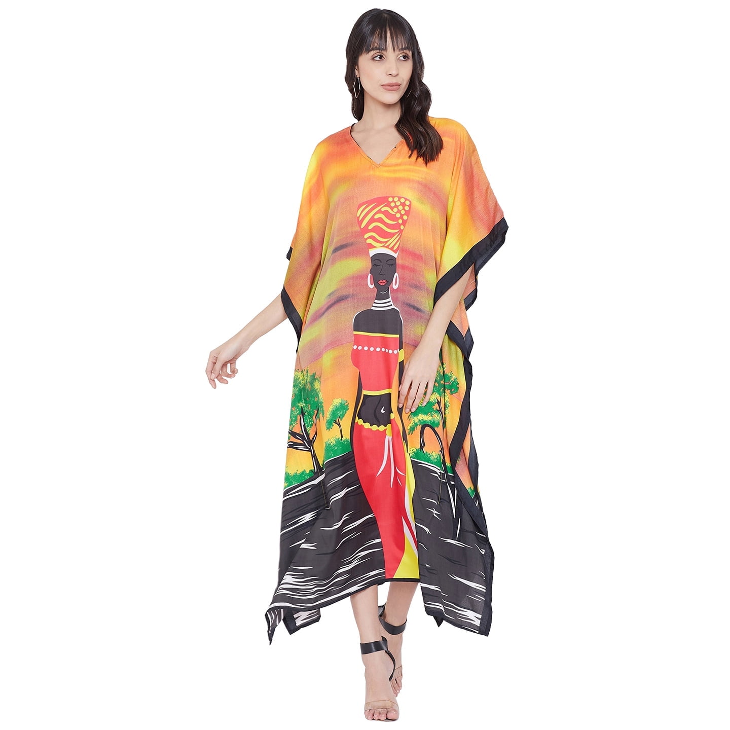 Women's Plus Size Kaftan Dresses Boho Long Maxi Dress Ladies Casual ...