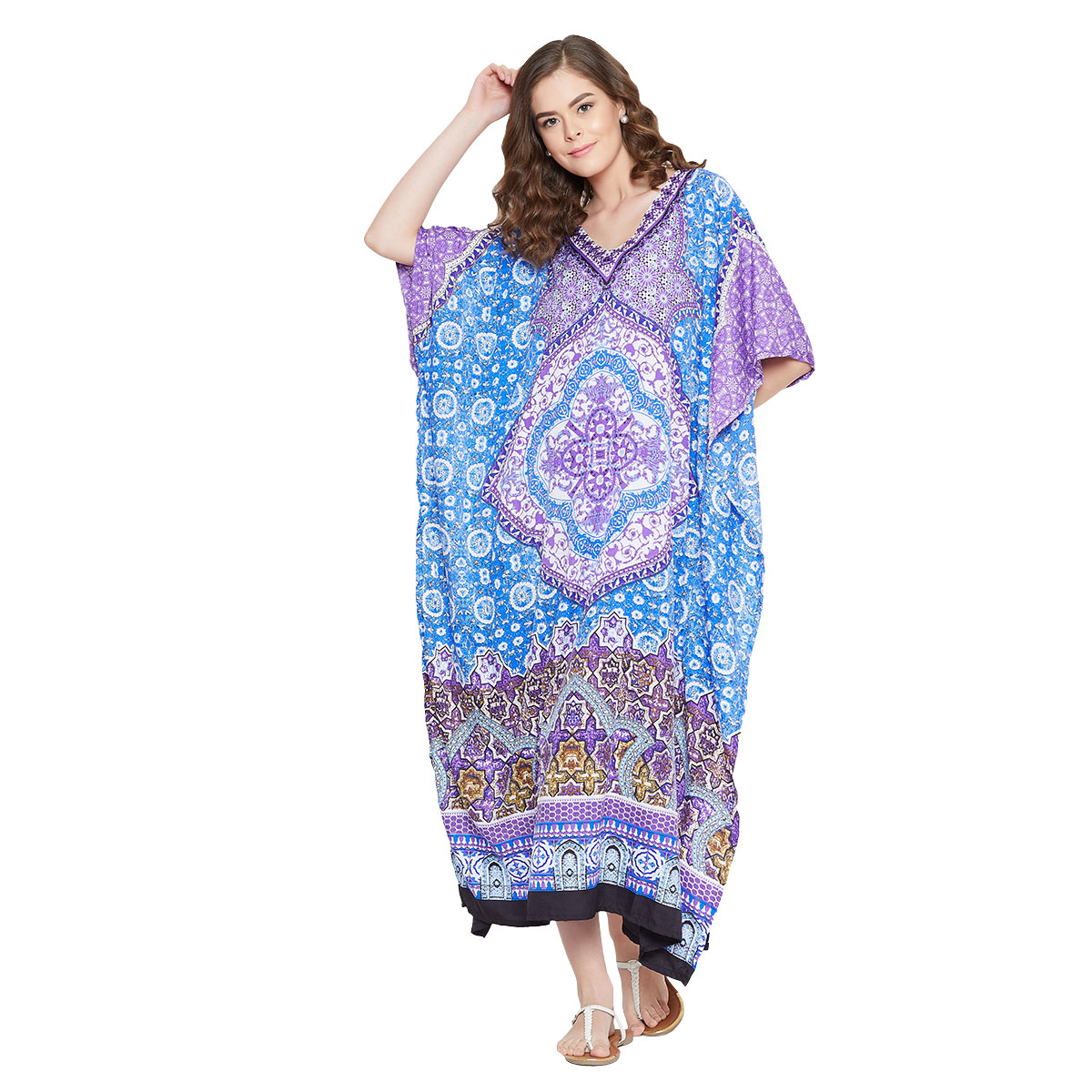 Women's Plus Size Polyester Kaftan Dresses for Women Casual Long ...