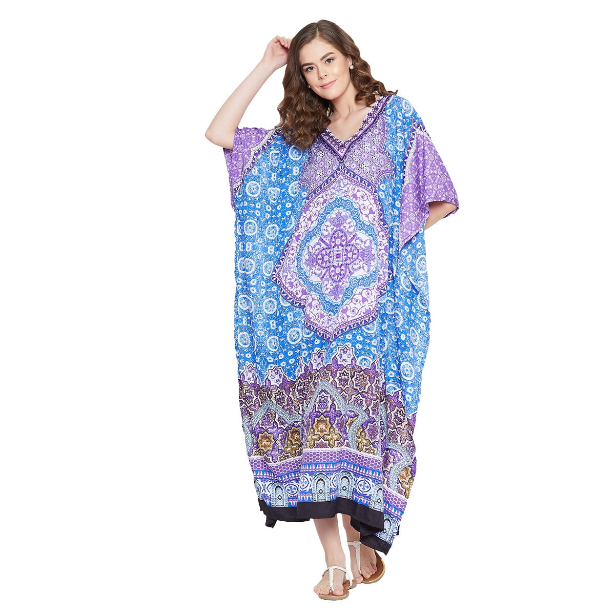 Women's Plus Size Polyester Kaftan Dresses for Women Casual Long ...