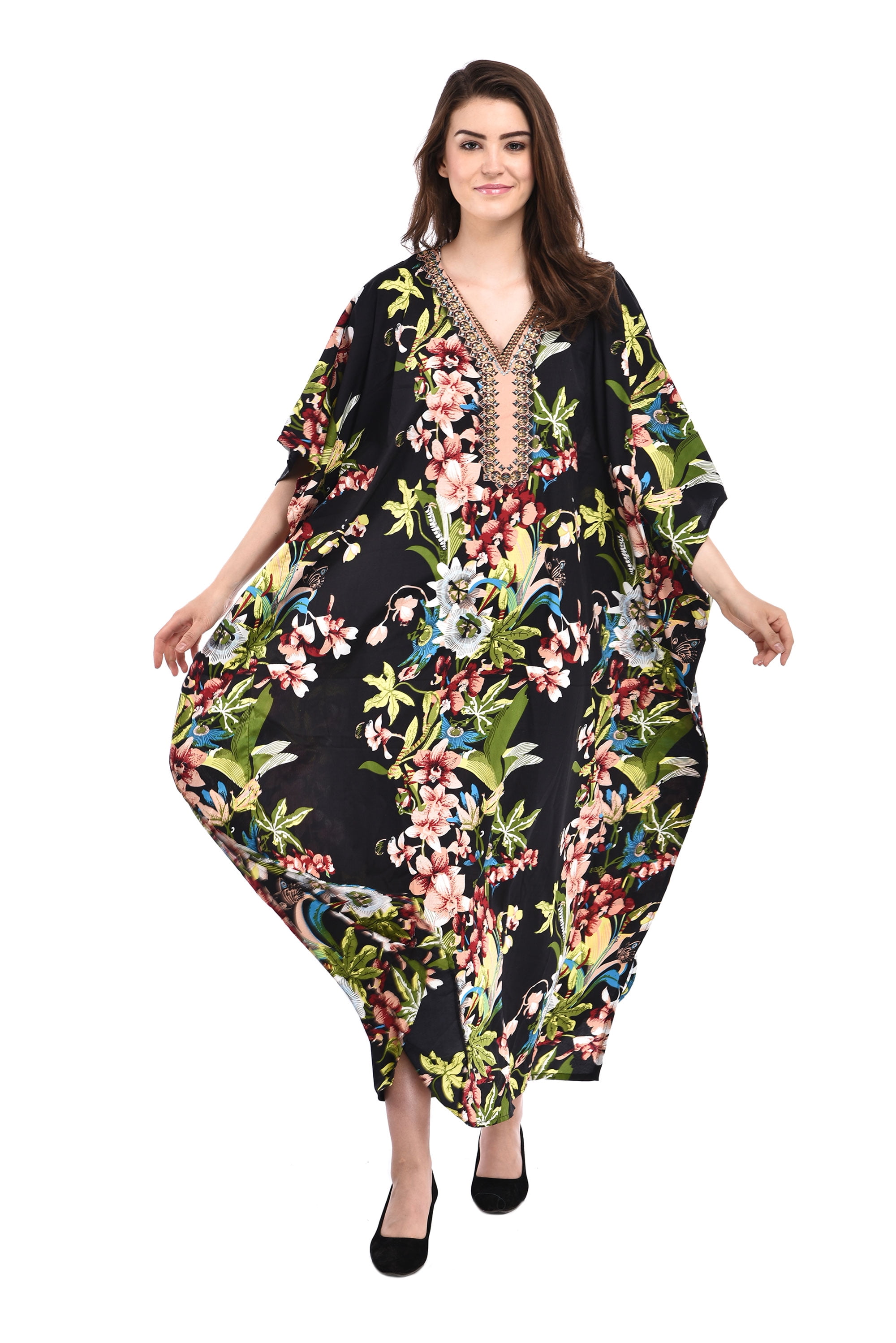 Women's Plus Size Kaftan Full Length Black Caftan Long Maxi Dresses Online by Oussum - Walmart.com