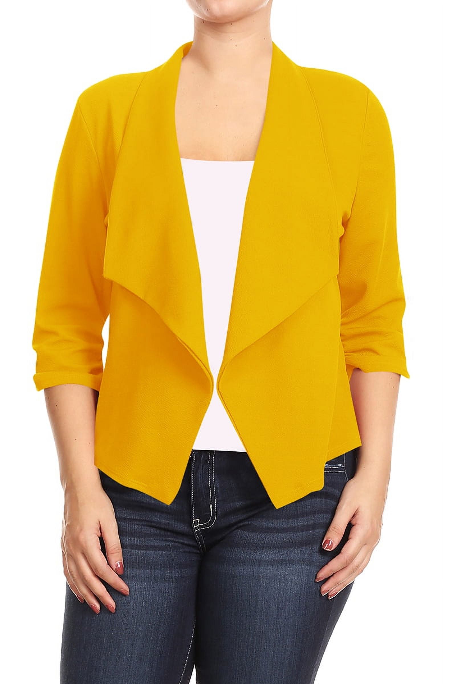 Women's Plus Size Lightweight Draped Neck Open Front Solid Blazer ...