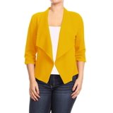 Women's Plus Size Lightweight Draped Neck Open Front Solid Blazer ...