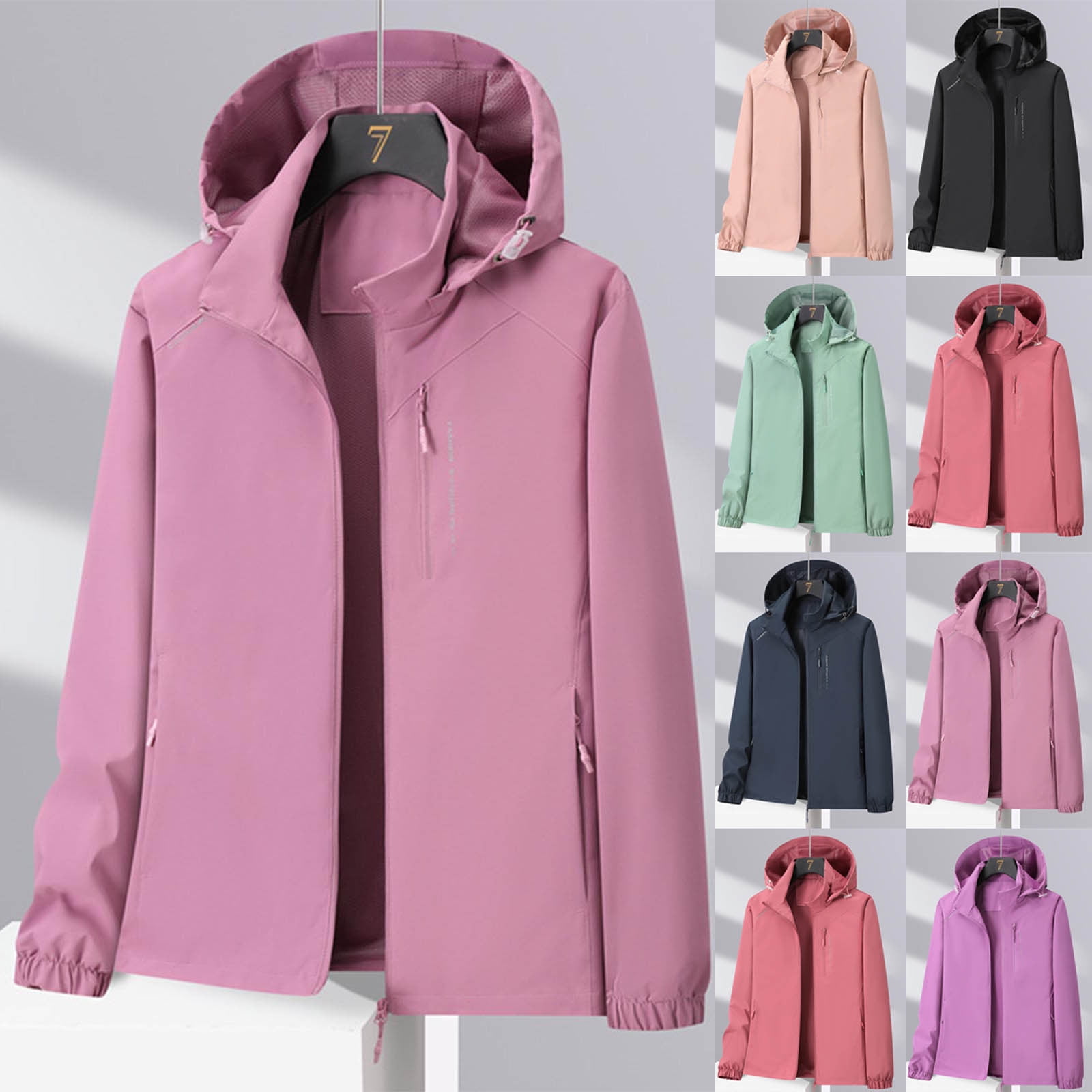 Women's Plus Size Lightweight Waterproof Windbreaker Jacket with ...