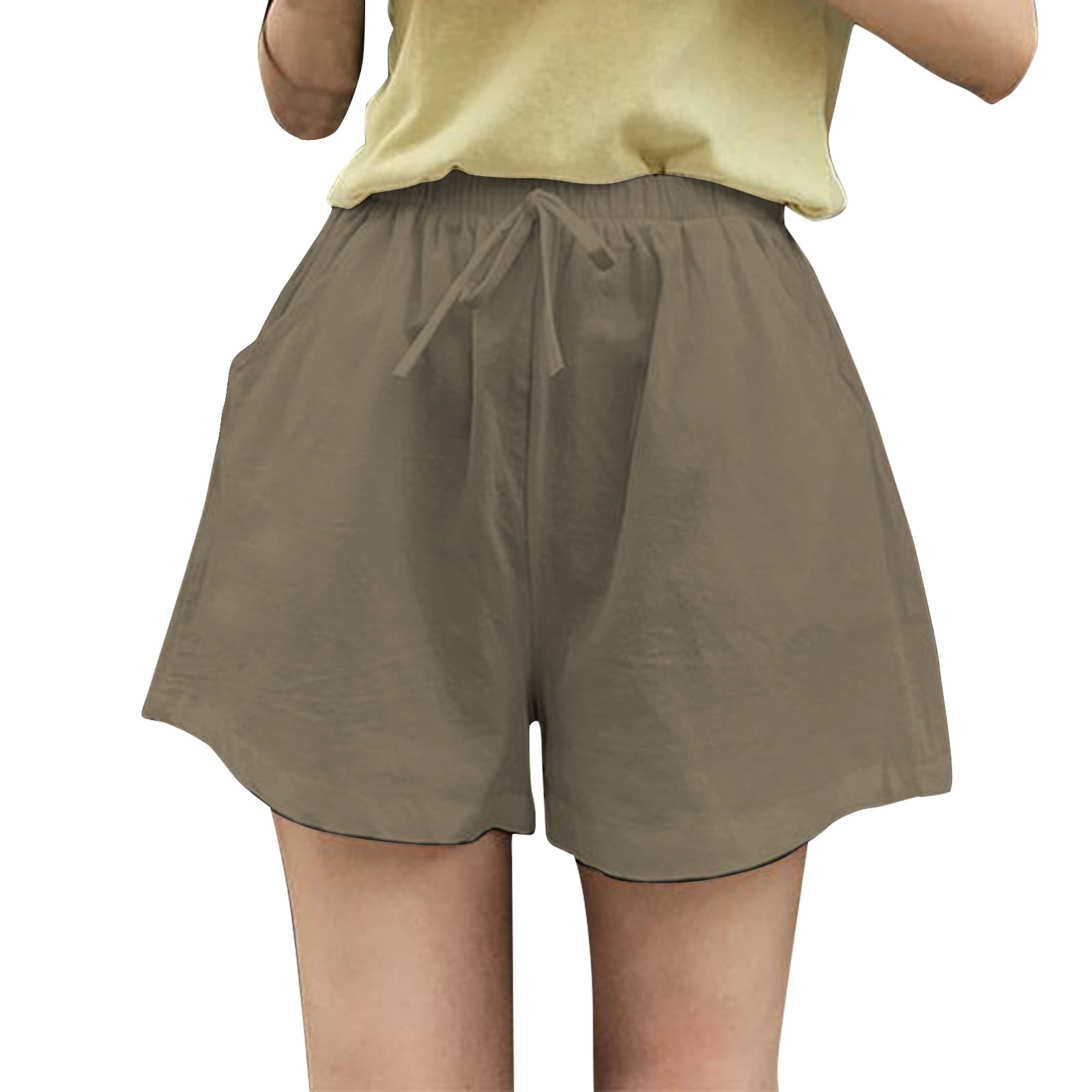 Women's Plus Size Linen Shorts - Wide Leg Beach Casual 5 Summer Pants ...