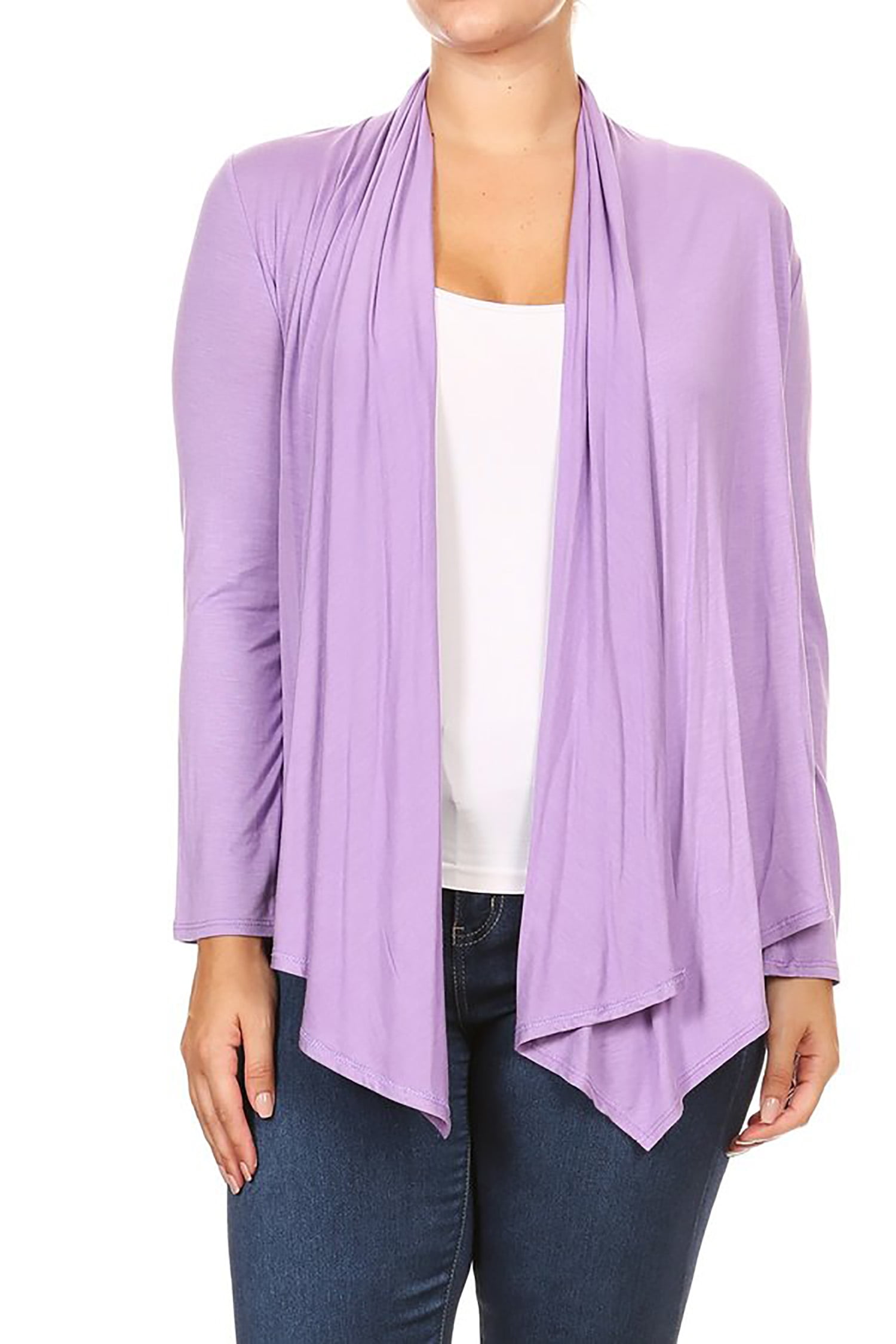 MOA COLLECTION Women's Comfortable Plus Size Cardigan Loose Fit Waist ...