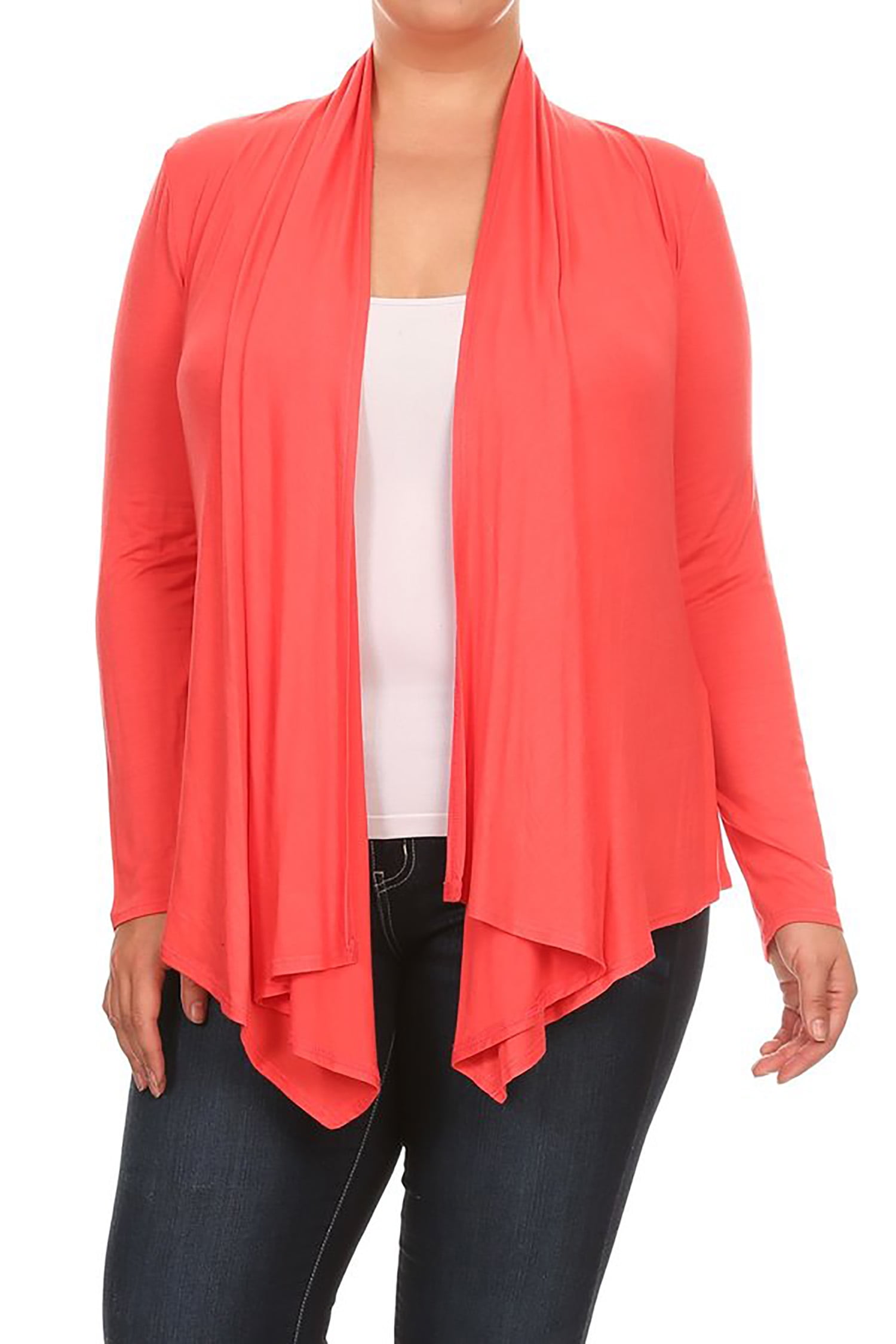 MOA COLLECTION Women's Comfortable Plus Size Cardigan Loose Fit Waist ...