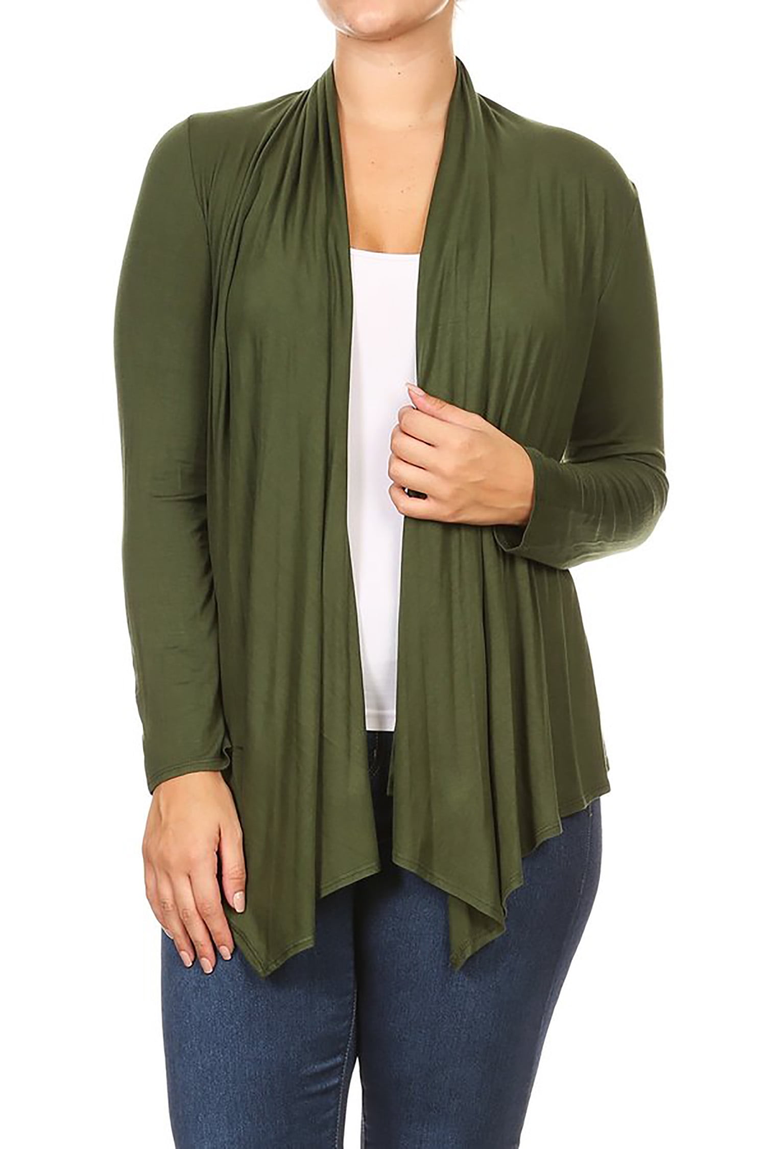 MOA COLLECTION Women's Comfortable Plus Size Cardigan Loose Fit Waist ...