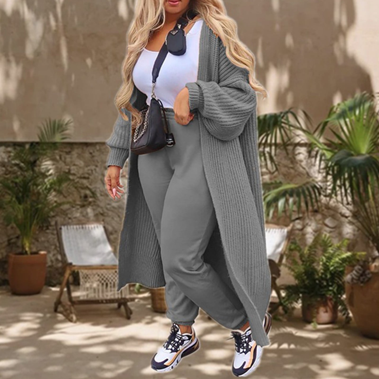 Women's Plus Size Maxi Length Cardigan, Oversized Long Knit Sweater ...