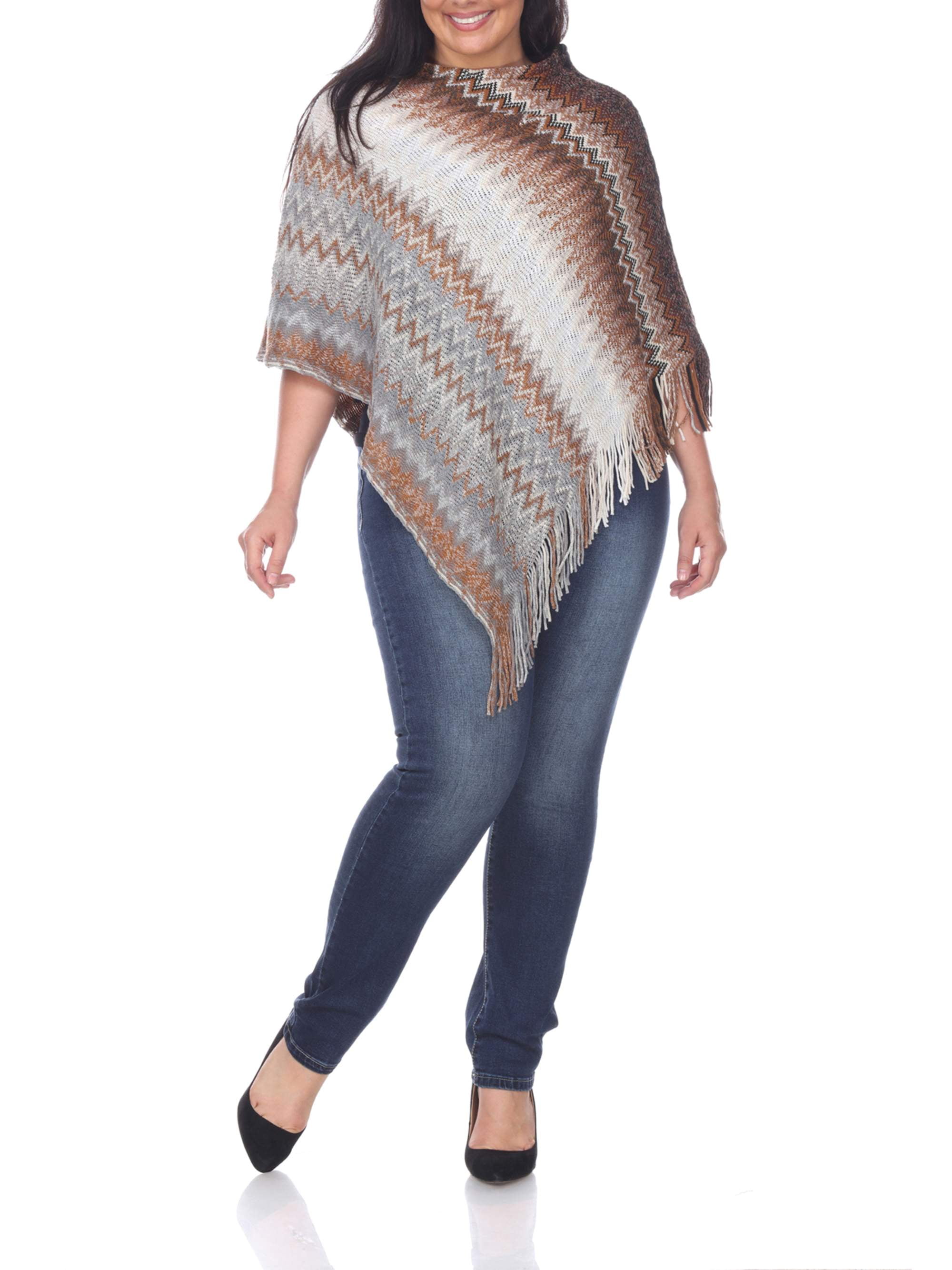 Women's Plus Size Mesila Fringe Poncho - Walmart.com