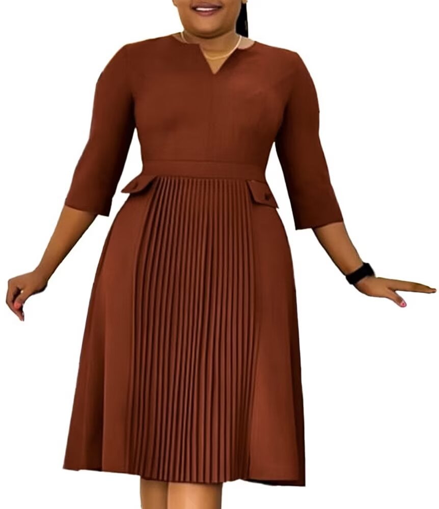 Women's Plus Size Midi Dress A-Line Swing Dress Flowy Casual Church ...