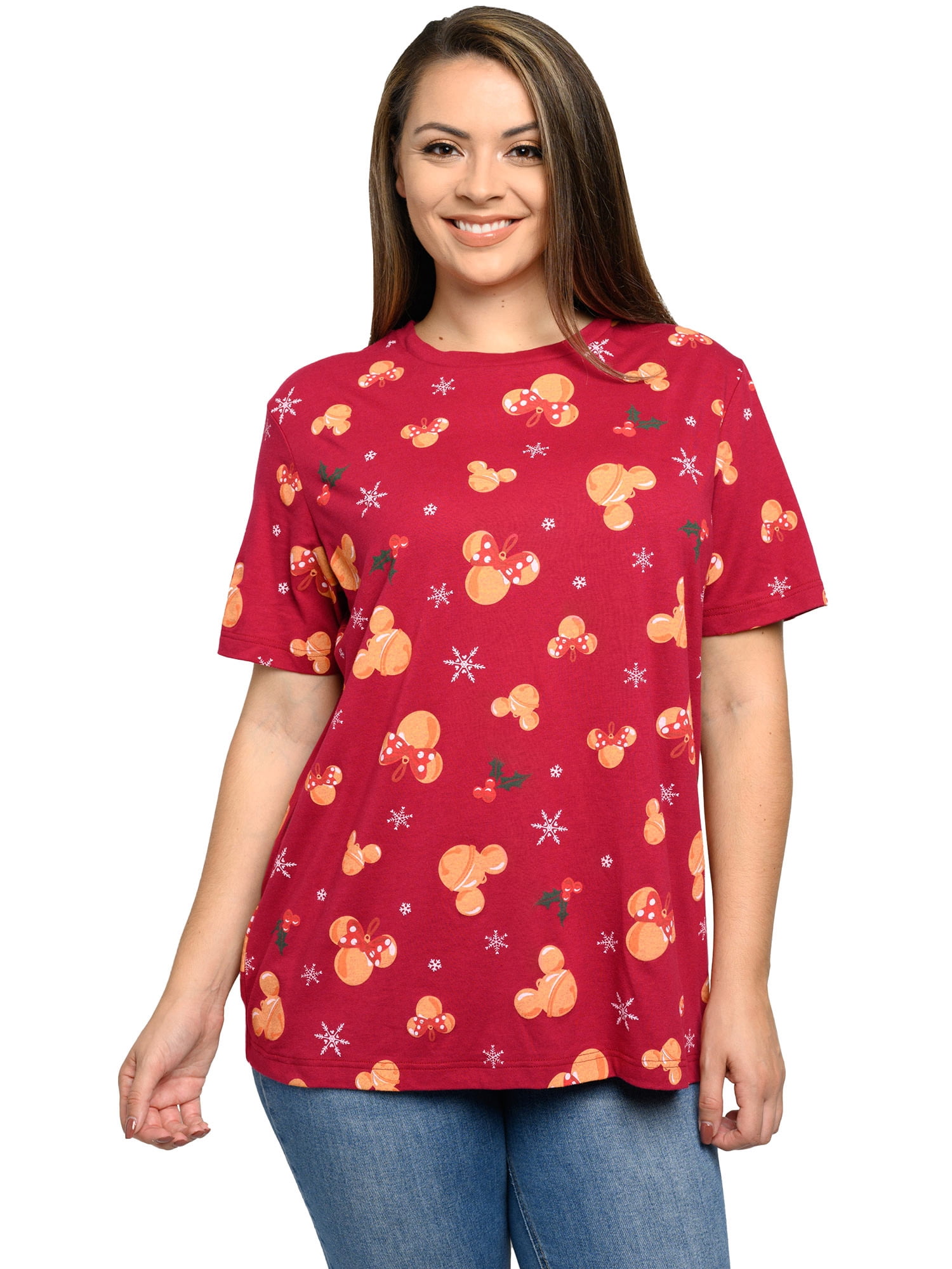 Disney Womens Plus Size Mickey Minnie Mouse Christmas Tee Shirt Xmas 3738