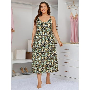 Women's Plus Size Nightgown Sleeveless Soft Chemise Oversize Sleepwear ...