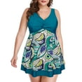 Womens Plus Size One Piece Swimdress Ruched Skirt Swimsuit Tummy