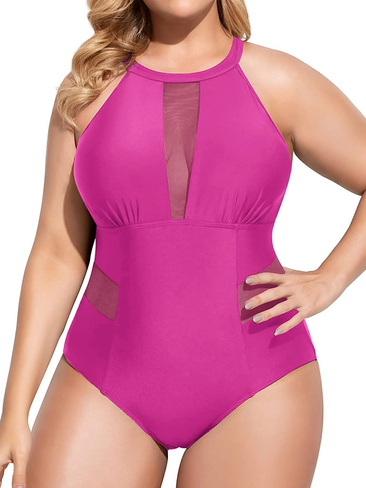 Womens Plus Size One Piece Swimsuits Tummy Control Bathing Suits High