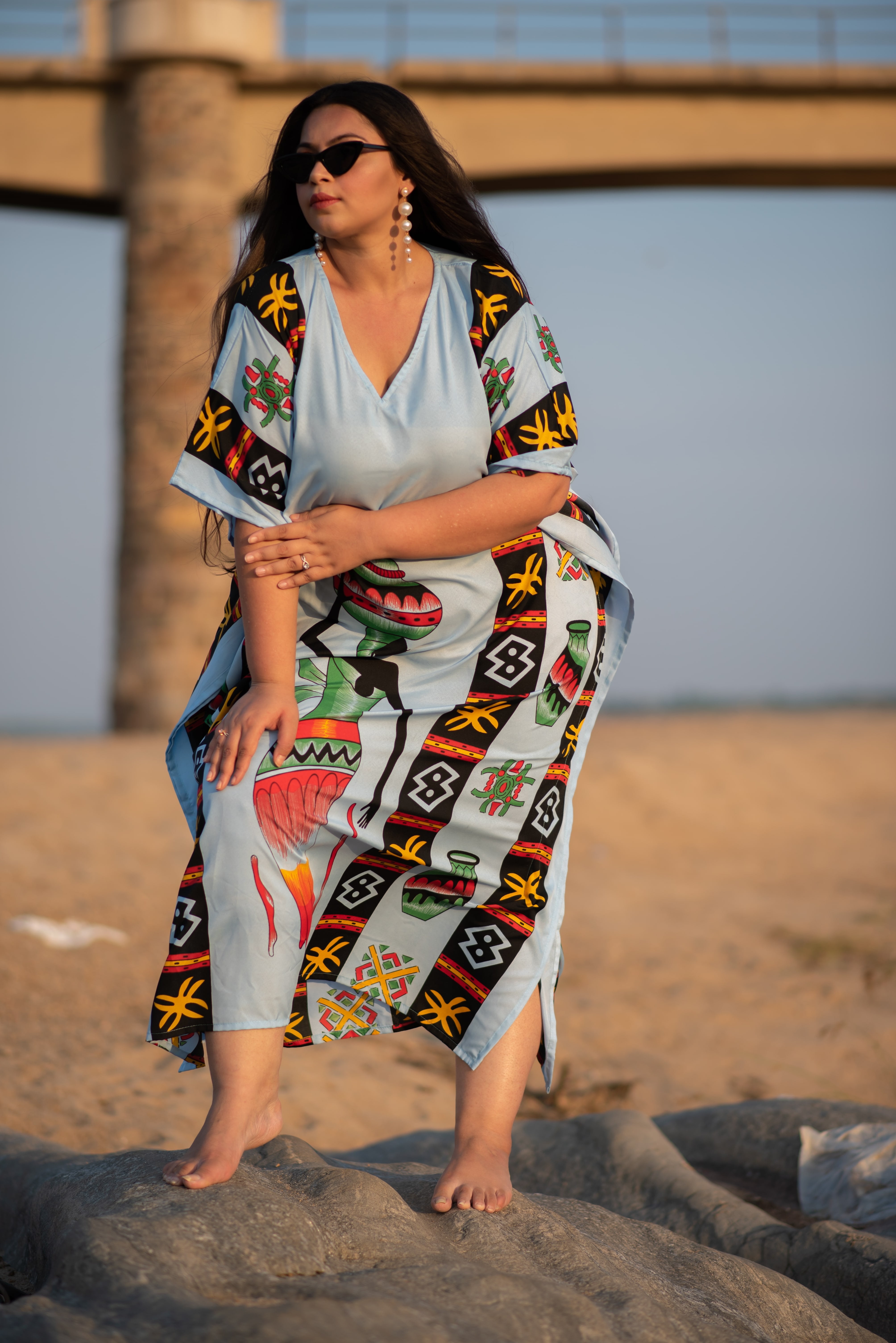 Women's Plus Size Polyester Kaftan Dresses for Women Casual Long ...