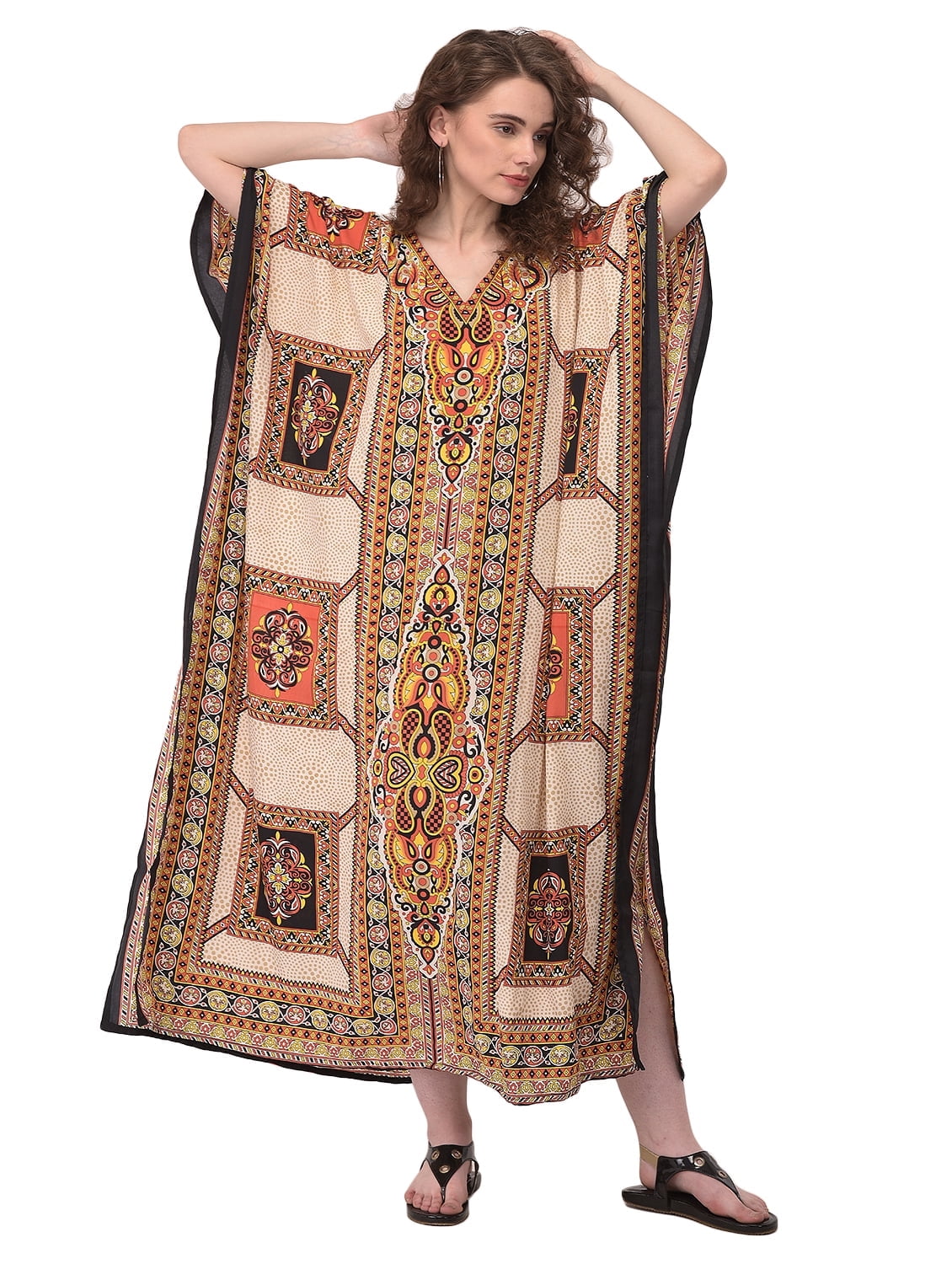 Women's Plus Size Polyester Kaftan Dresses for Women Casual Long ...
