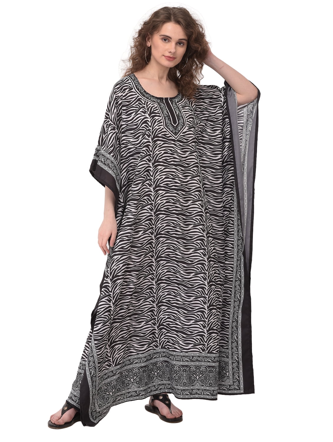 Women's Plus Size Polyester Kaftan Dresses for Women Casual Long ...