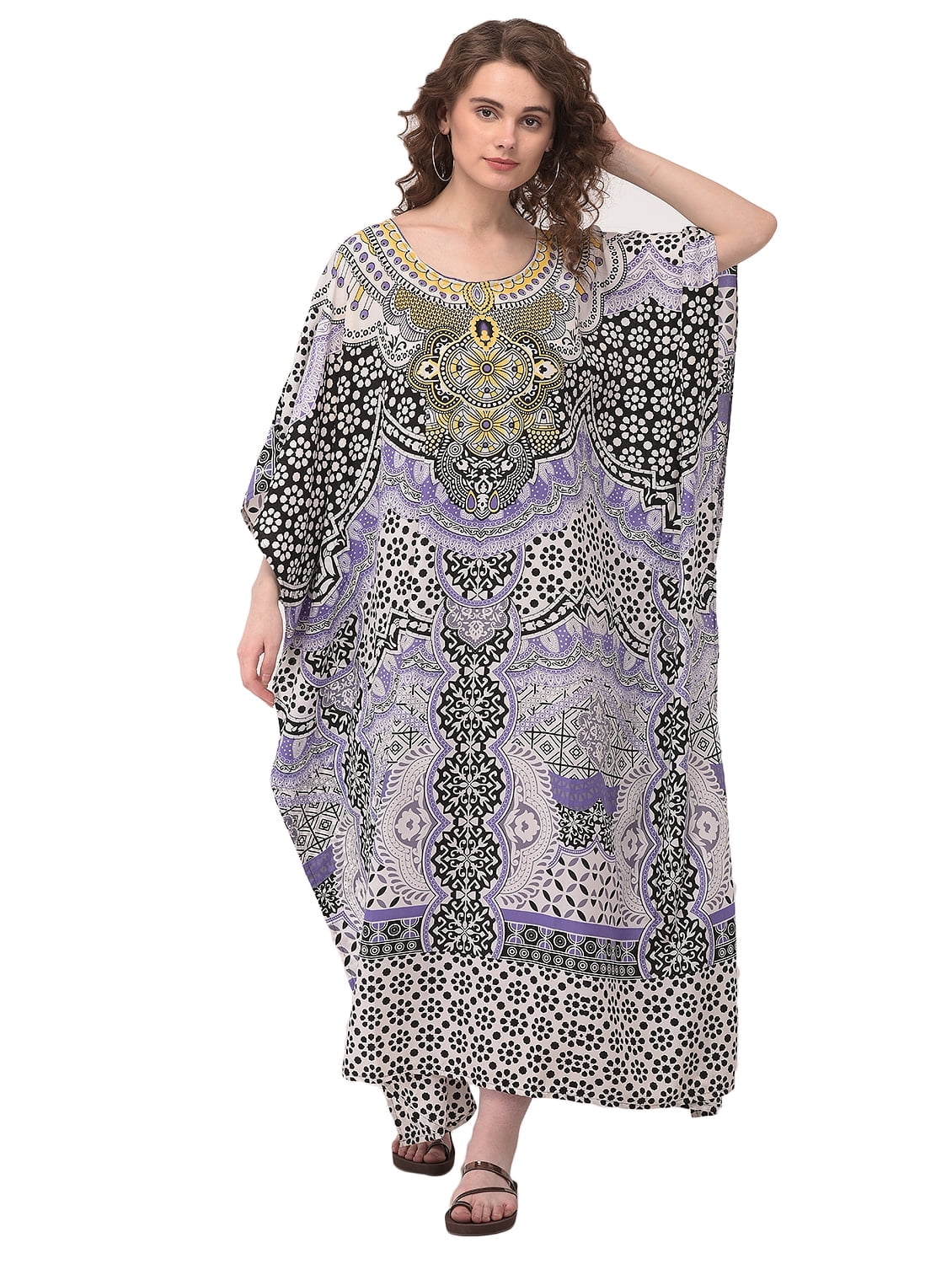 Women's Plus Size Polyester Kaftan Dresses for Women Casual Long ...