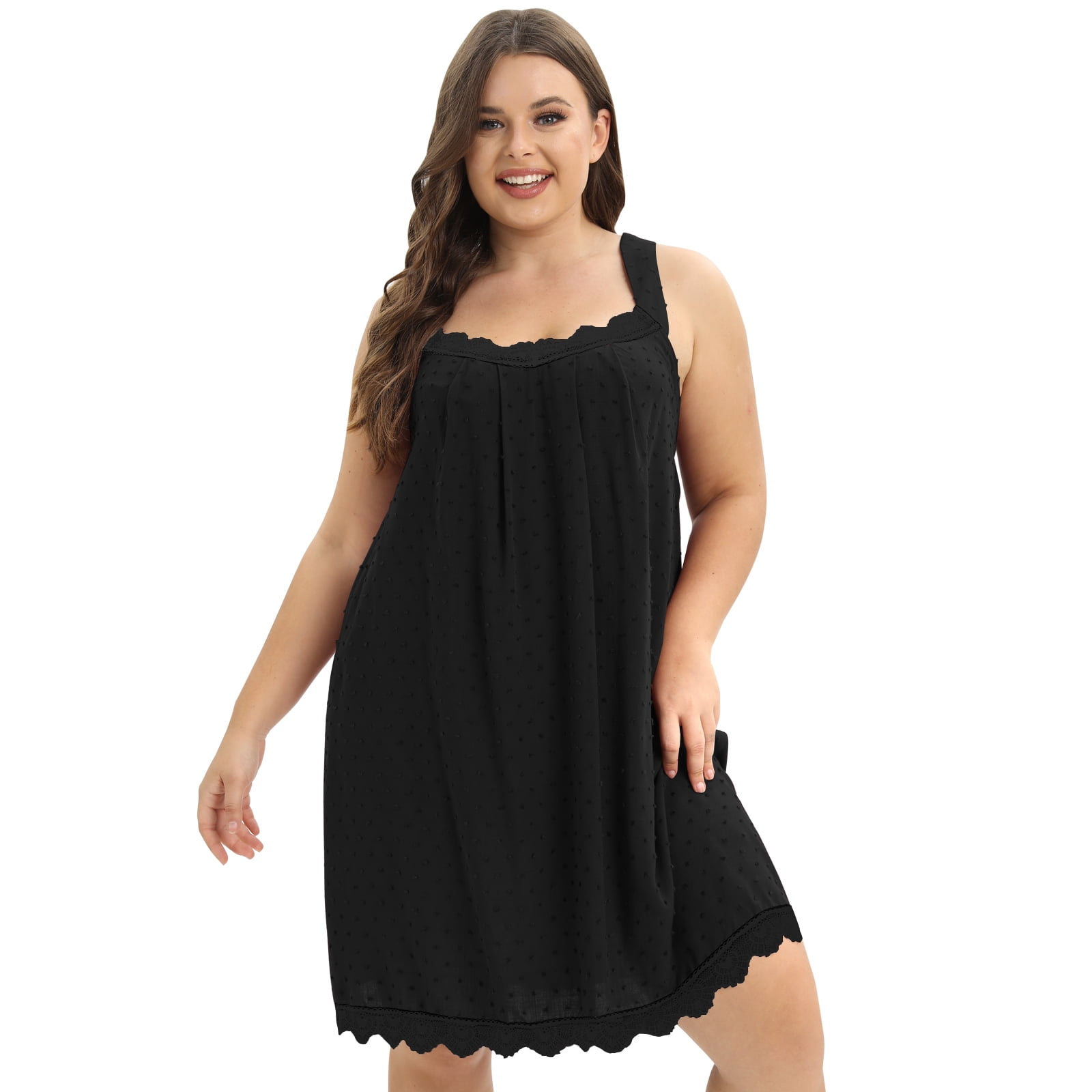 Women's Plus Size Sleeveless Nightgowns Dotted Printed Comfy Sleepwear ...