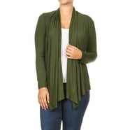 Women's Jersey Short Sleeve Solid Open Front Draped Casual Work Office ...