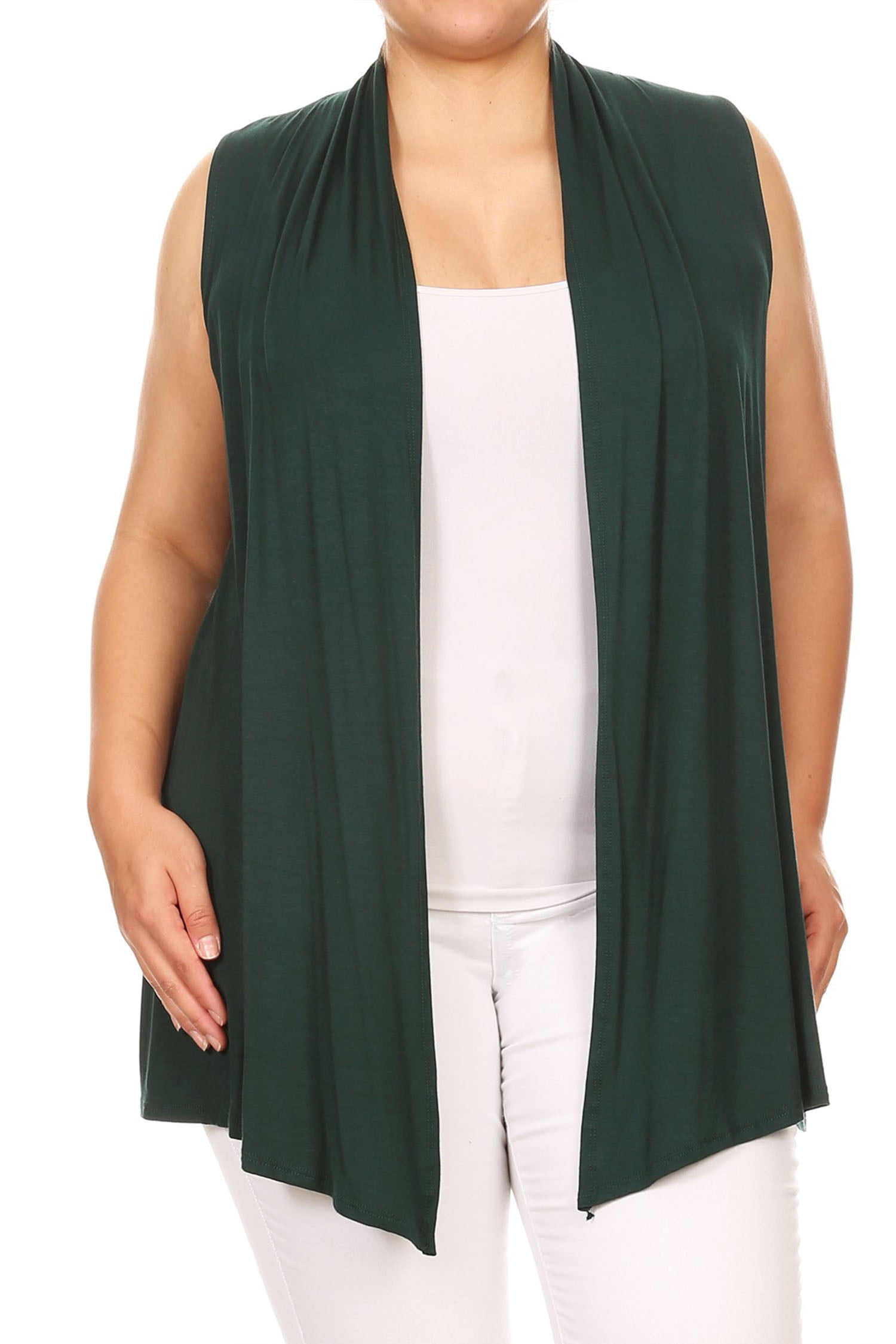 Women's Plus Size Solid Vest Cardigan - Walmart.com