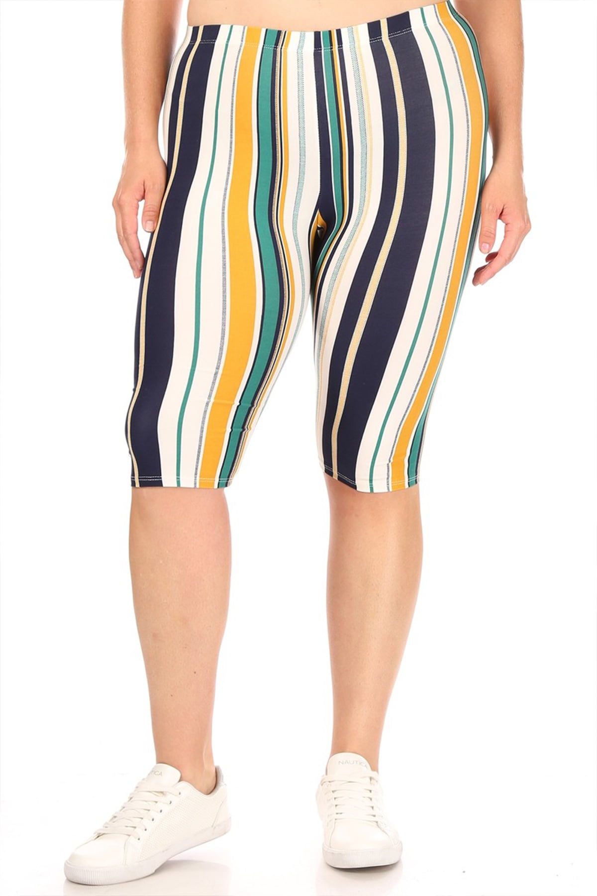 Women's Plus Size Stretch Comfy Elastic Waist Workout Burmuda Leggings ...