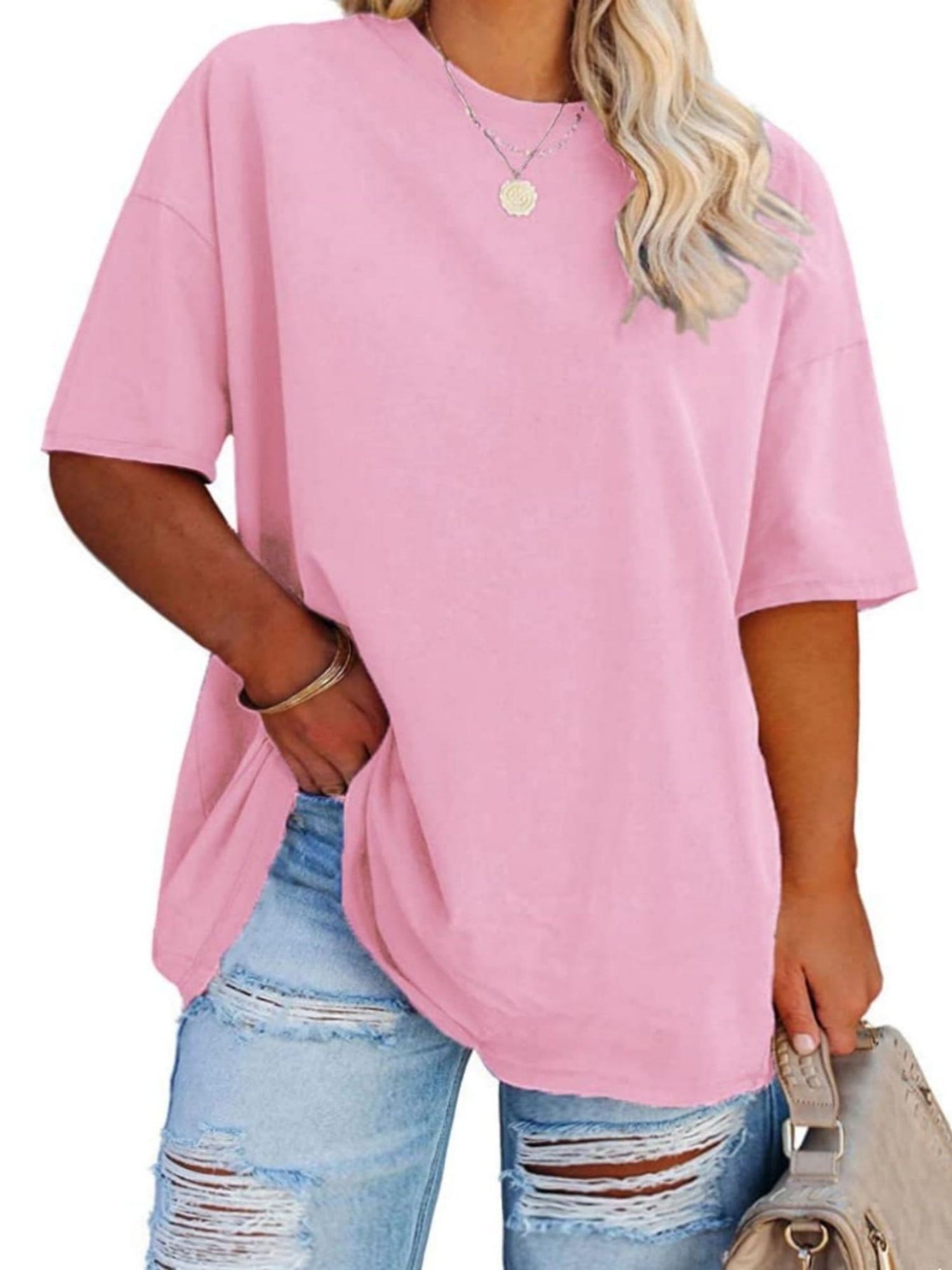 Women's Plus Size T Shirts Oversized Tees Summer Half Sleeve Crew Neck ...