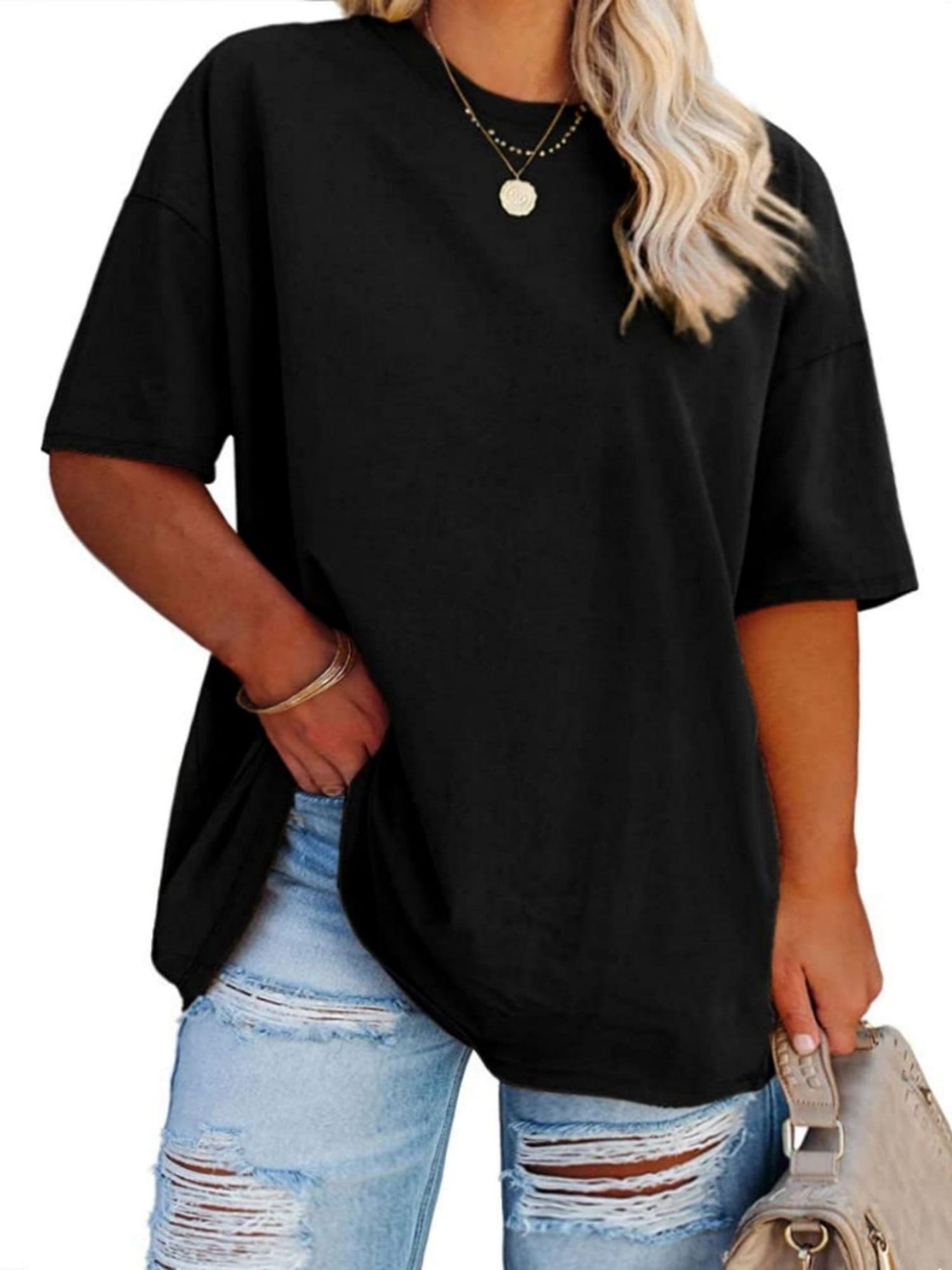 Women's Plus Size T Shirts Oversized Tees Summer Half Sleeve Crew Neck ...