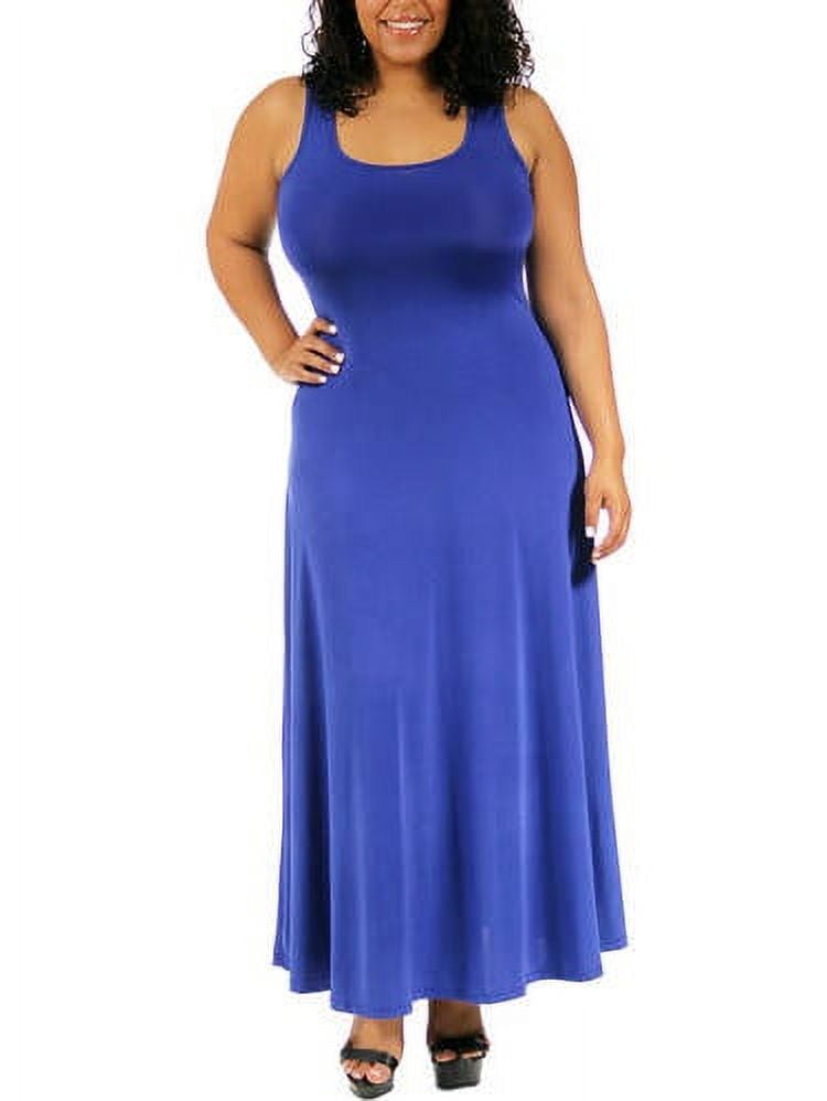 24/7 Comfort Apparel Women's Plus Size Scoop Neck Sleeveless Maxi Dress ...