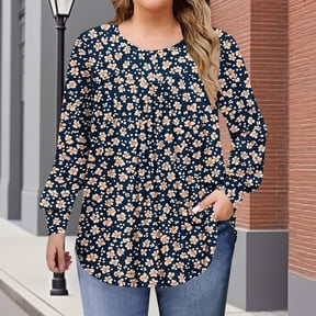 Fantaslook Womens Plus Size Tops Fall Long Sleeve Shirts Crew Neck ...