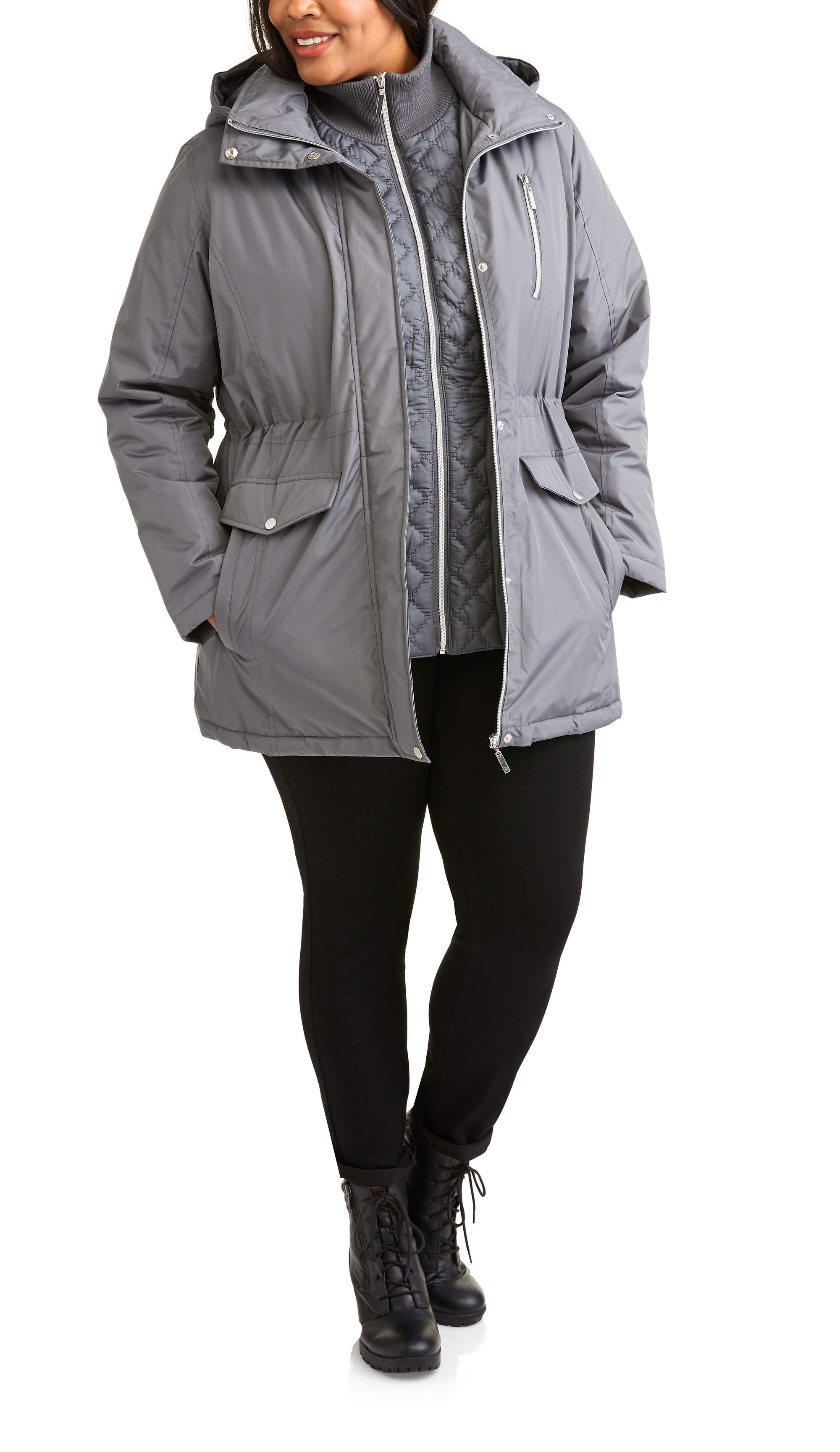 Women's Plus Size Zip-Front Hooded Anorak with Vestee - Walmart.com