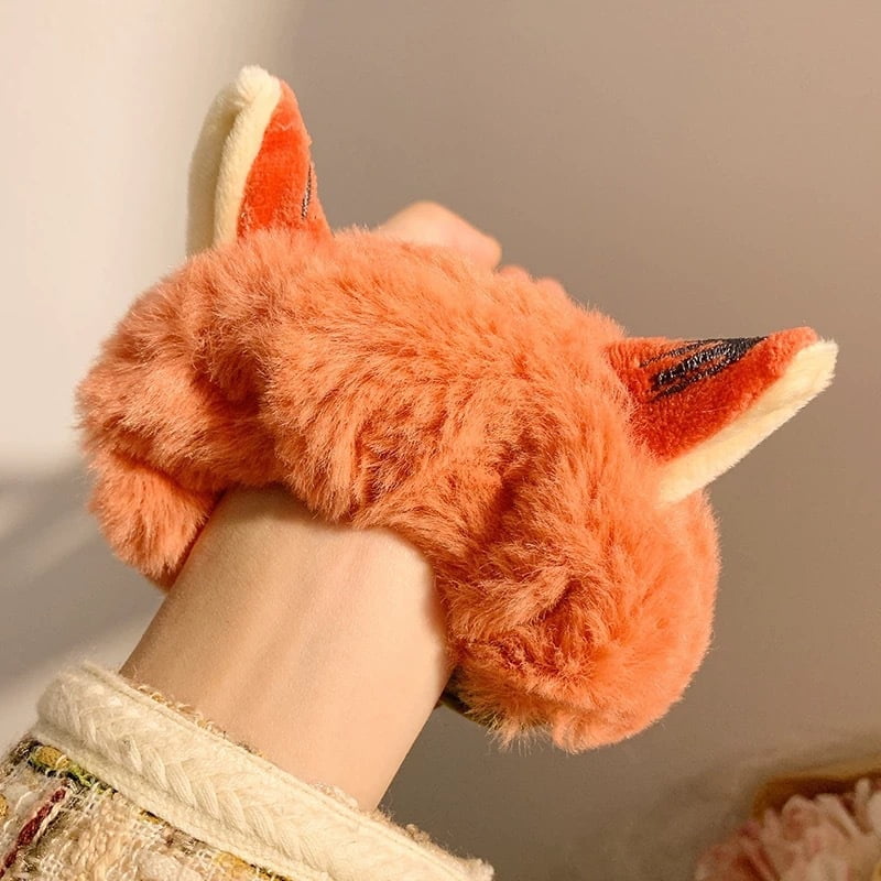 Women’s Plush Animal Ear Hair Ties – Fox & Rabbit Ear Scrunchies, Soft ...