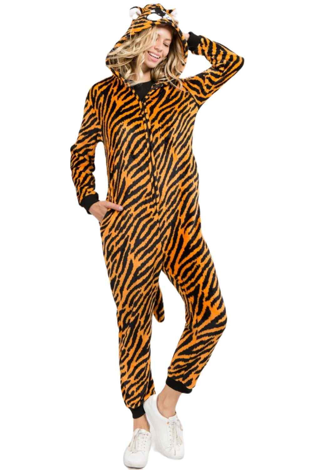 Women's Plush Animal Onesie Pajama, Tiger, SM - Walmart.com